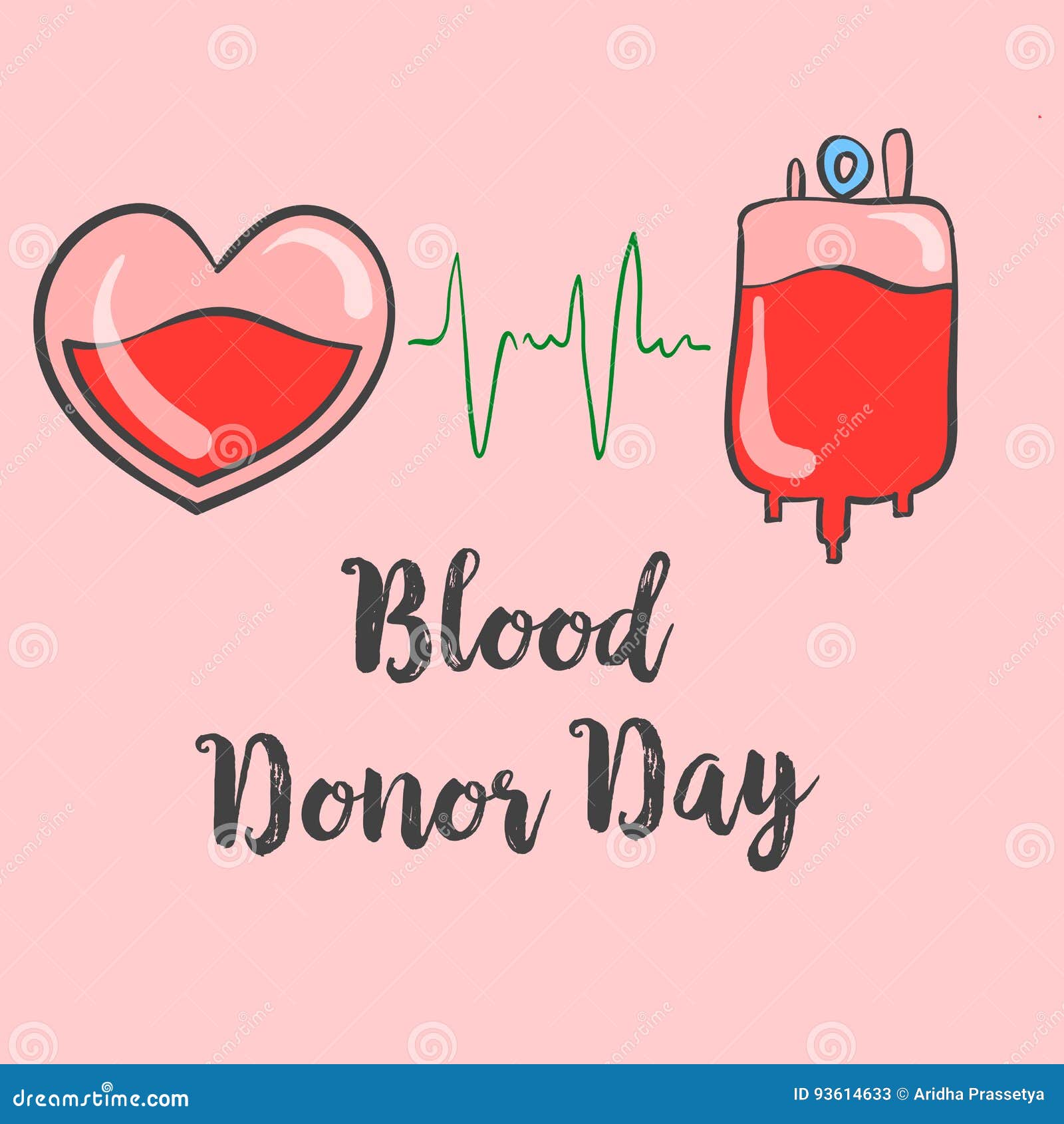 Hand Draw Blood Donor Day Doodle Style Stock Vector - Illustration of ...