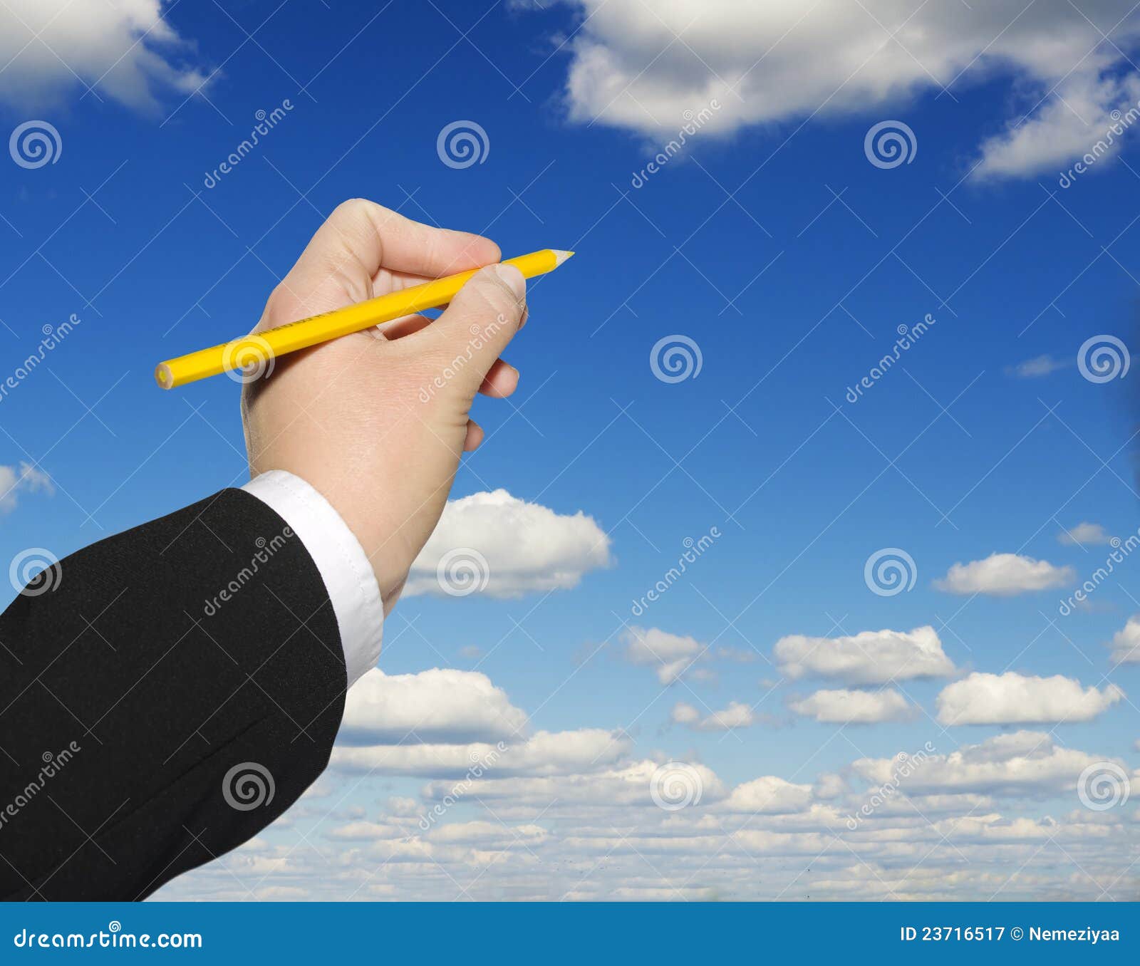 Hand draw on the blue sky. stock image. Image of freedom - 23716517