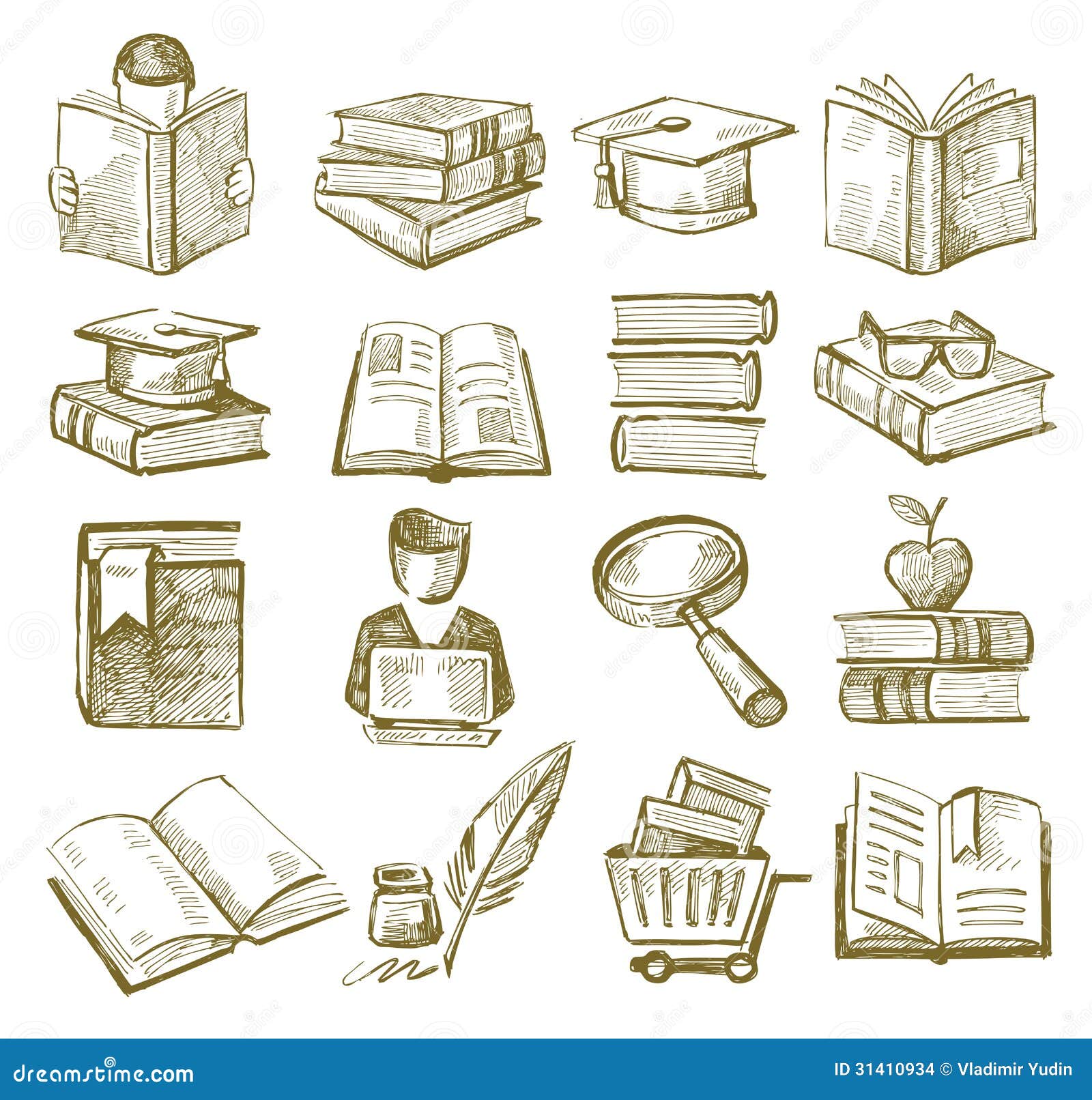Hand draw books stock vector. Illustration of button - 31410934