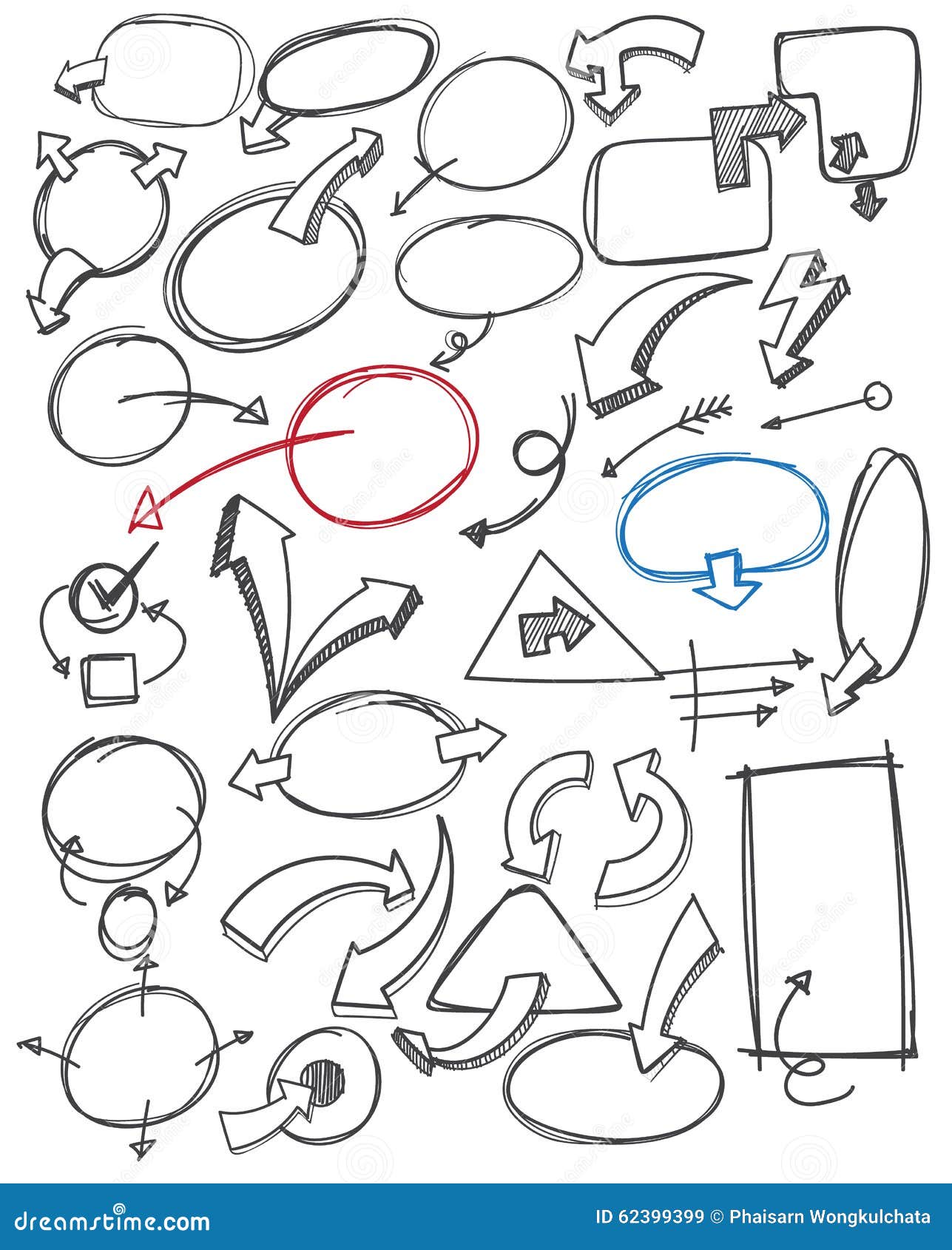 Hand Draw Bubble and Arrow. Stock Vector - Illustration of collection ...