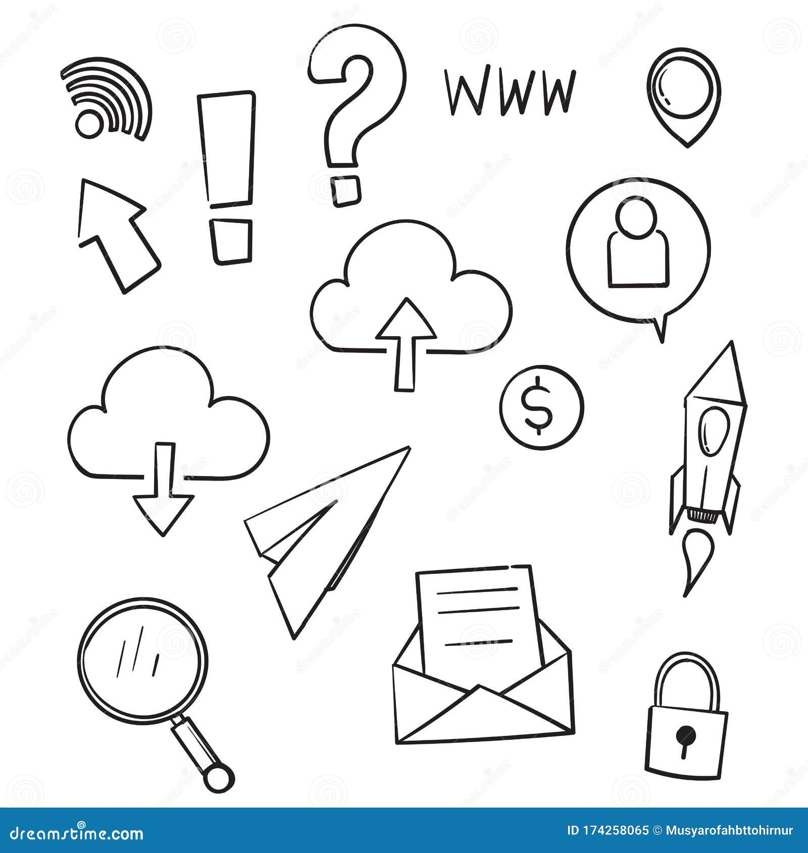 Hand Draw Business Doodles Digital Platform Illustration Isolated ...