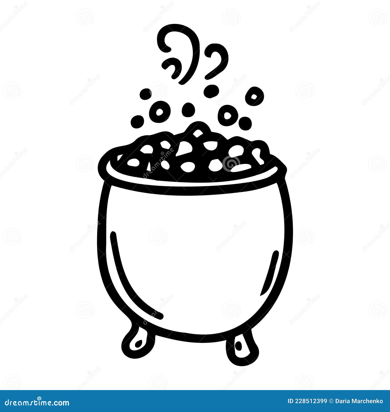 Hand Draw Cauldron with a Potion. Simple Icon Isolated on White ...