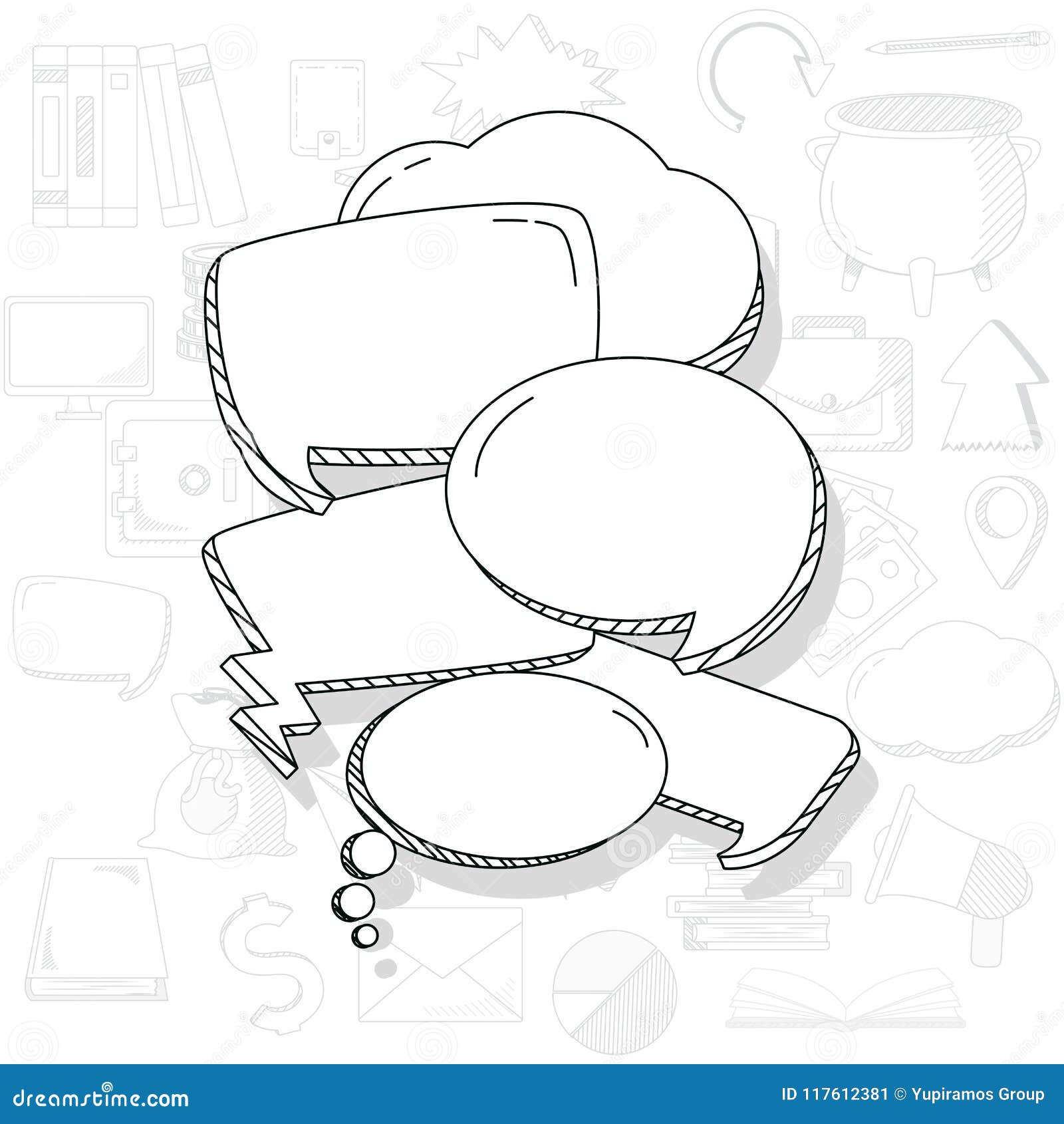 Hand draw chat bubbles stock vector. Illustration of computer - 117612381