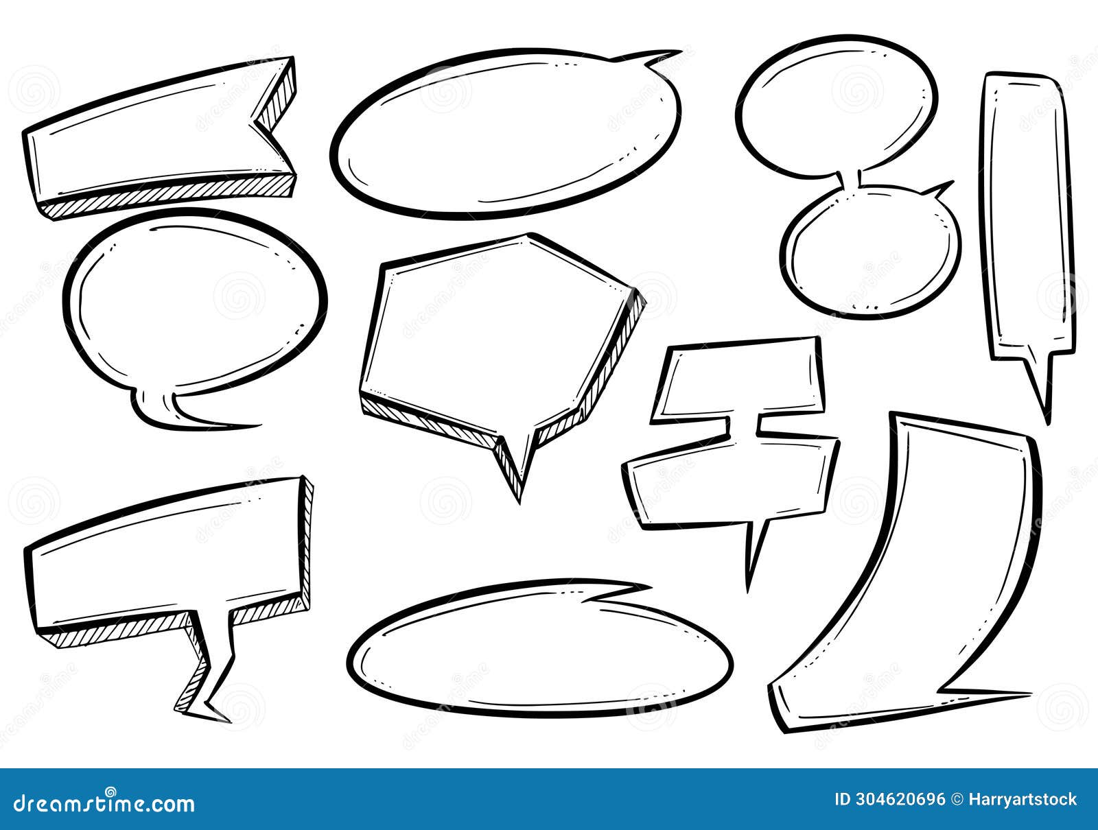 Hand Draw Chat Sketch Set Design Stock Vector - Illustration of burst ...