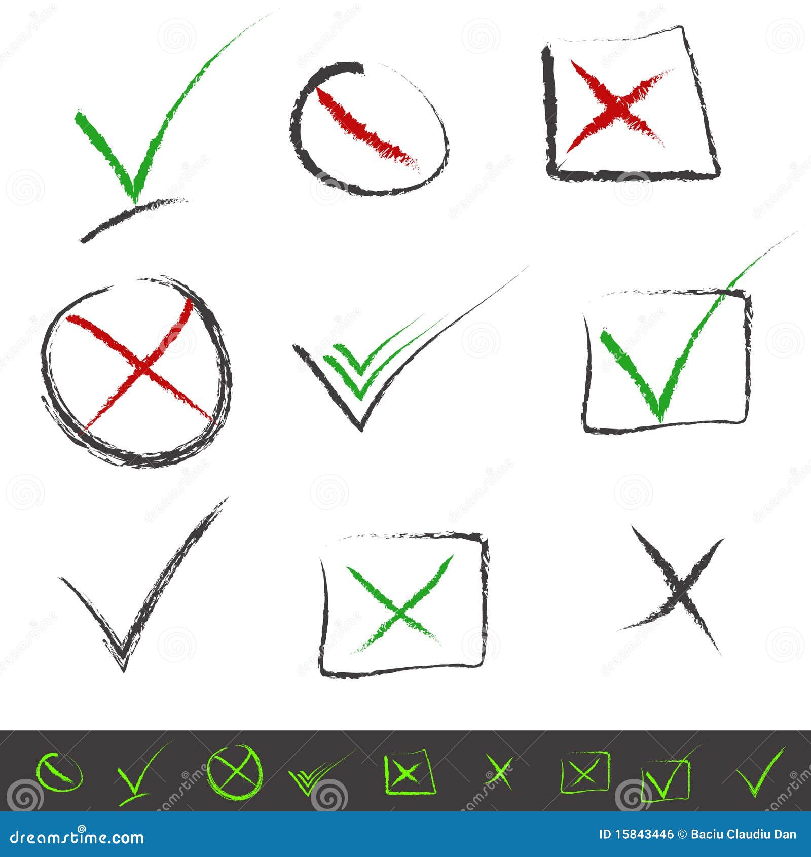 Hand-Draw Check Marks Icon Set.Vector Stock Vector - Illustration of ...