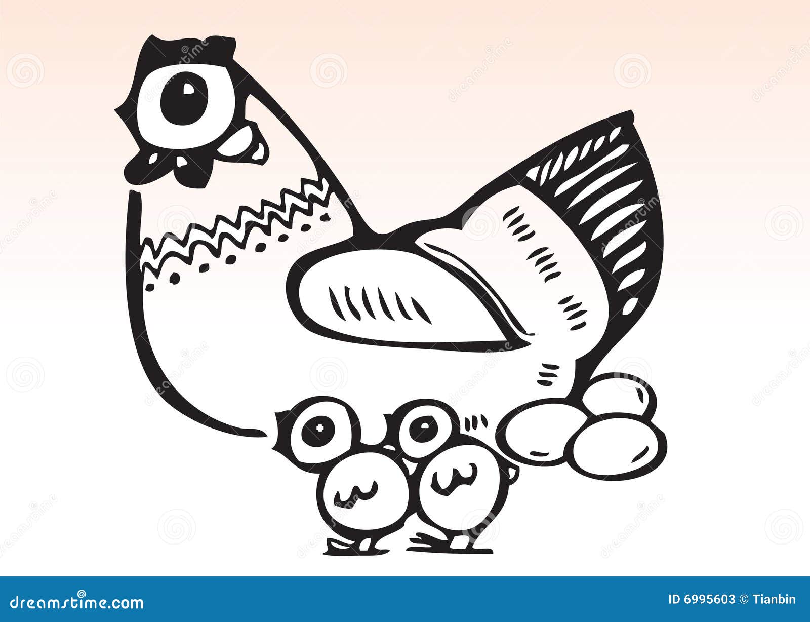 Hand draw chicken family stock vector. Illustration of eggs - 6995603