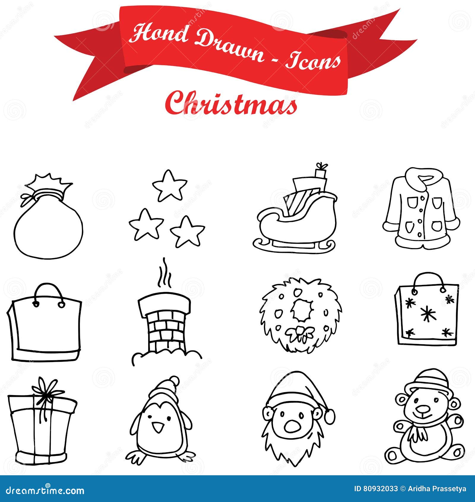 Hand Draw Christmas Object Icons Stock Vector - Illustration of autumn ...