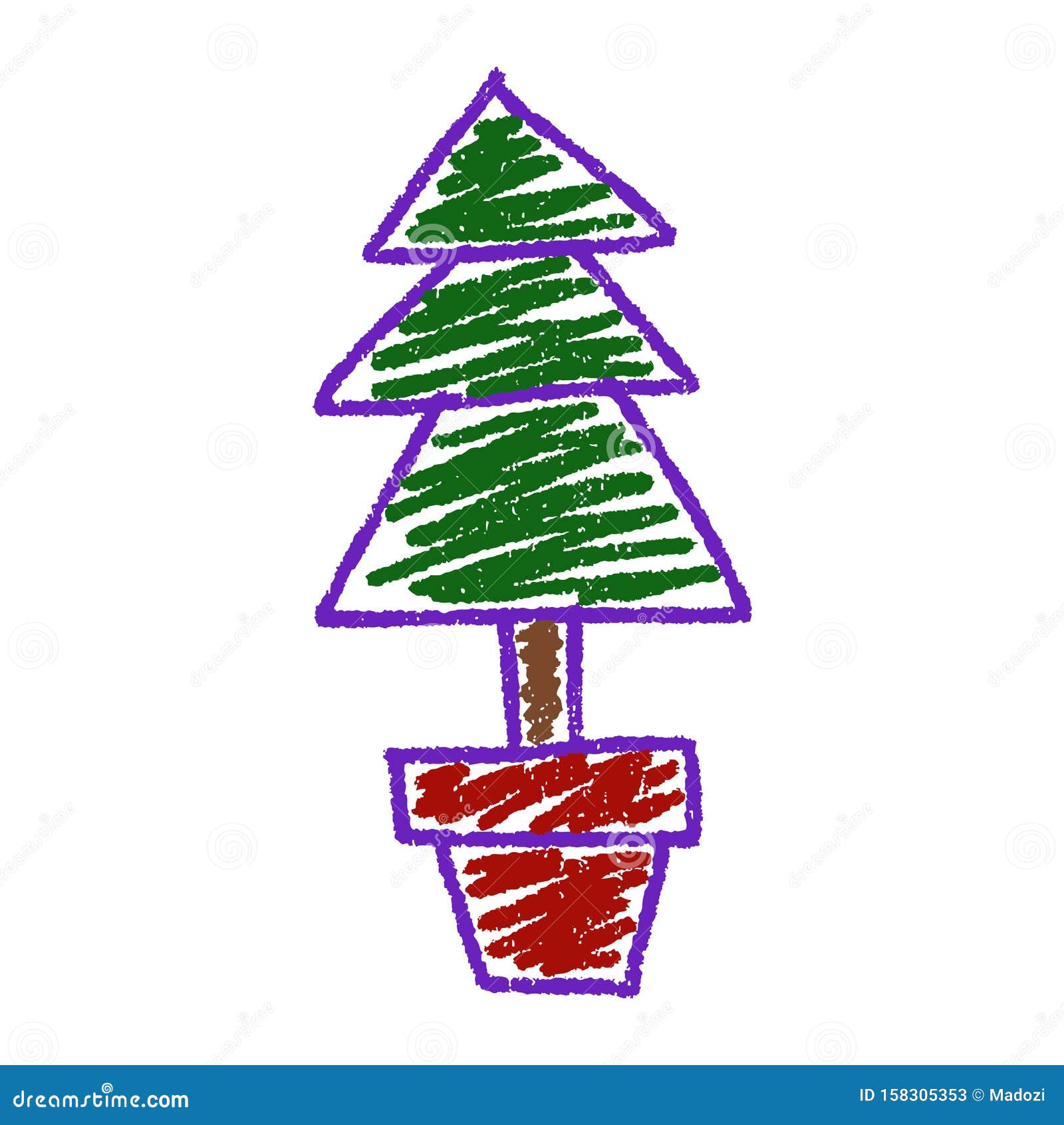 Hand draw Christmas tree stock vector. Illustration of festive - 158305353
