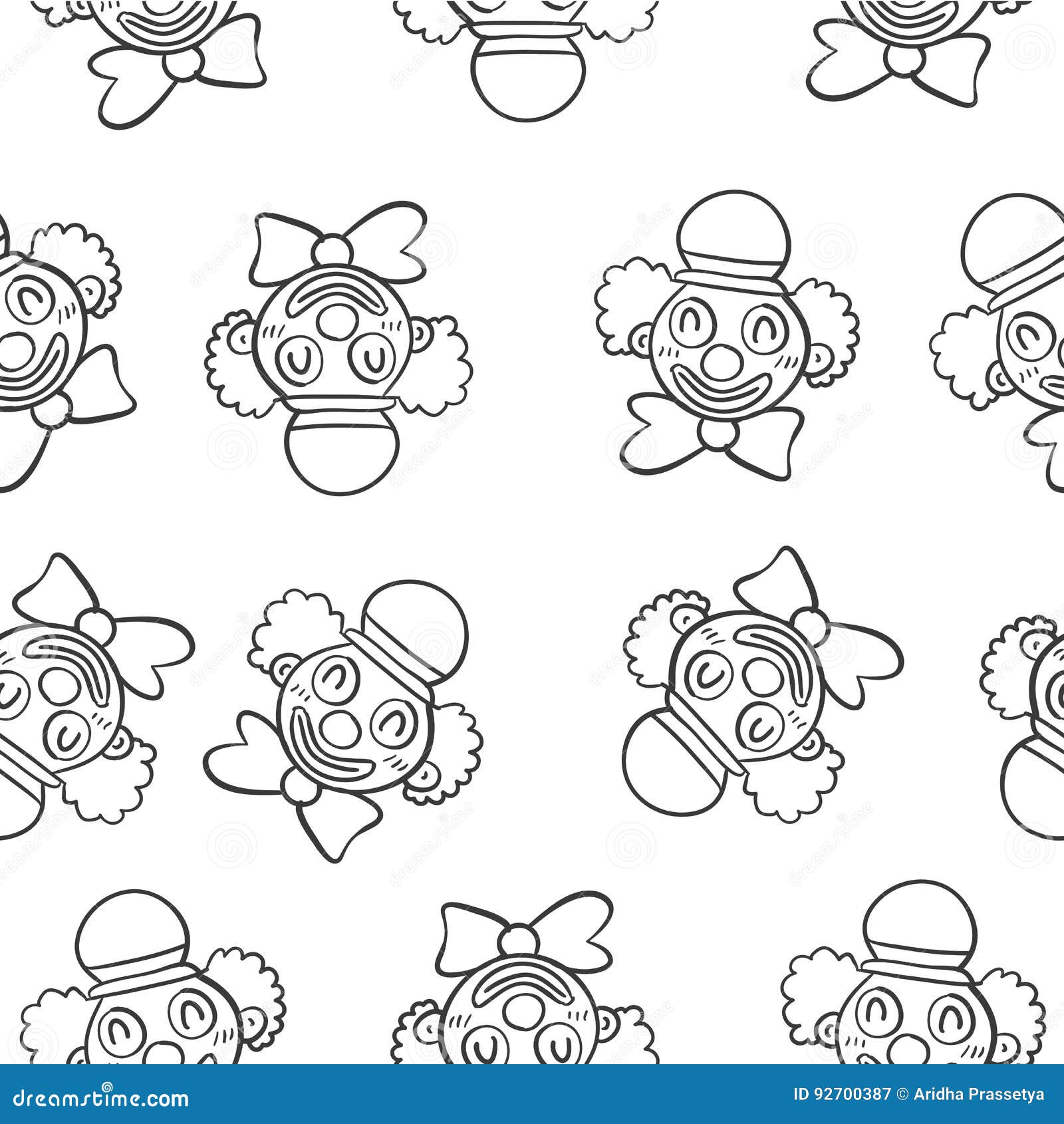 Hand Draw Clown Circus Doodles Cartoon Vector | CartoonDealer.com #92700387