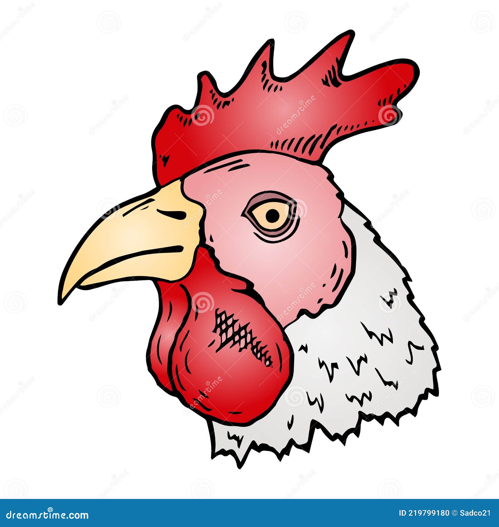 Hand Drawn Color Chicken Head Doodle Stock Vector - Illustration of ...