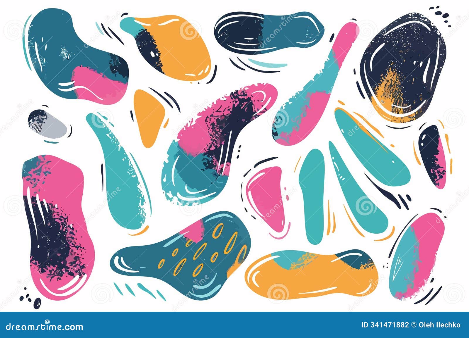 Hand Draw Colorful Grunge Scribble Shapes Isolated Stock Vector ...