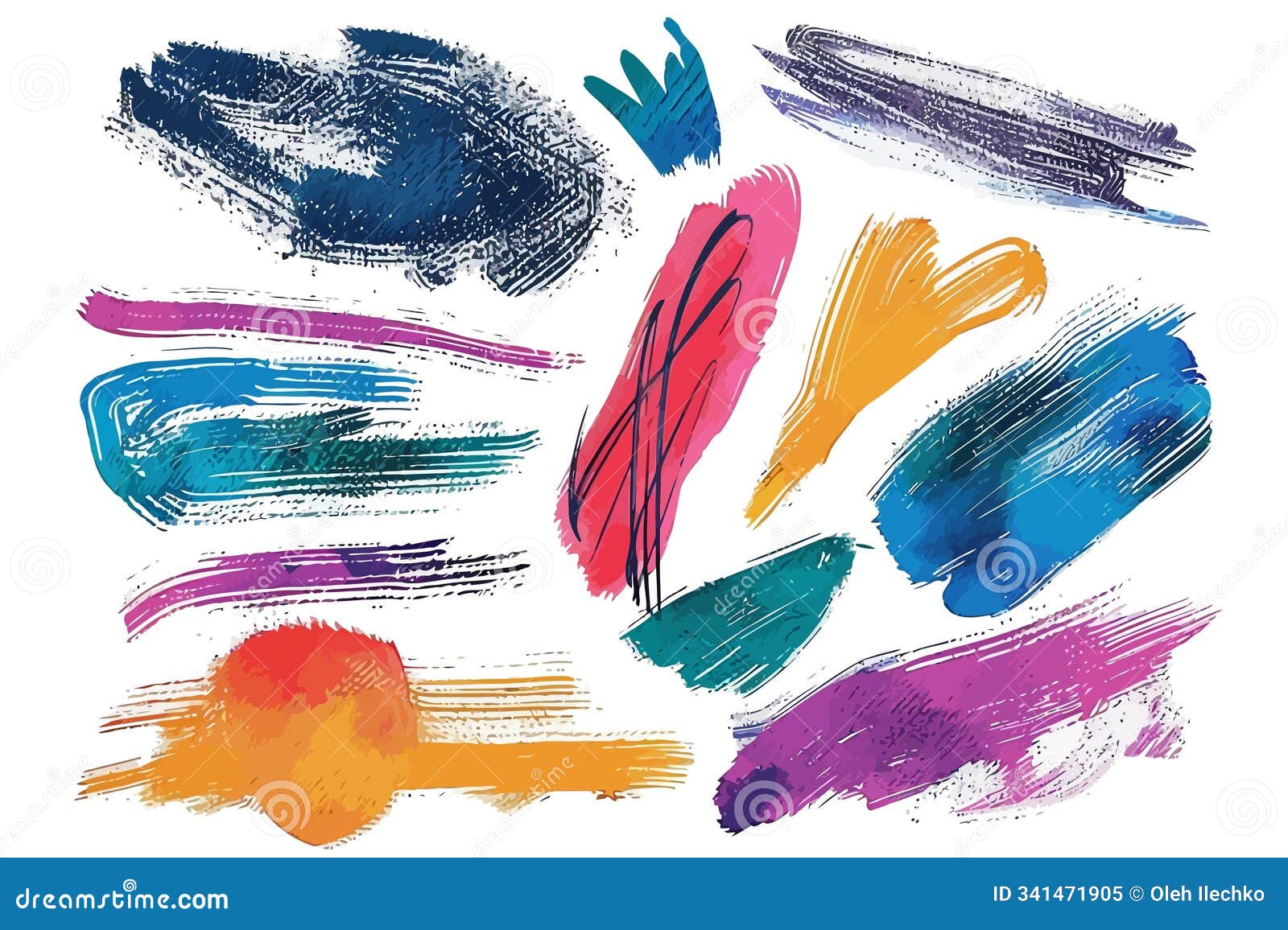 Hand Draw Colorful Grunge Scribble Shapes Isolated Stock Vector ...