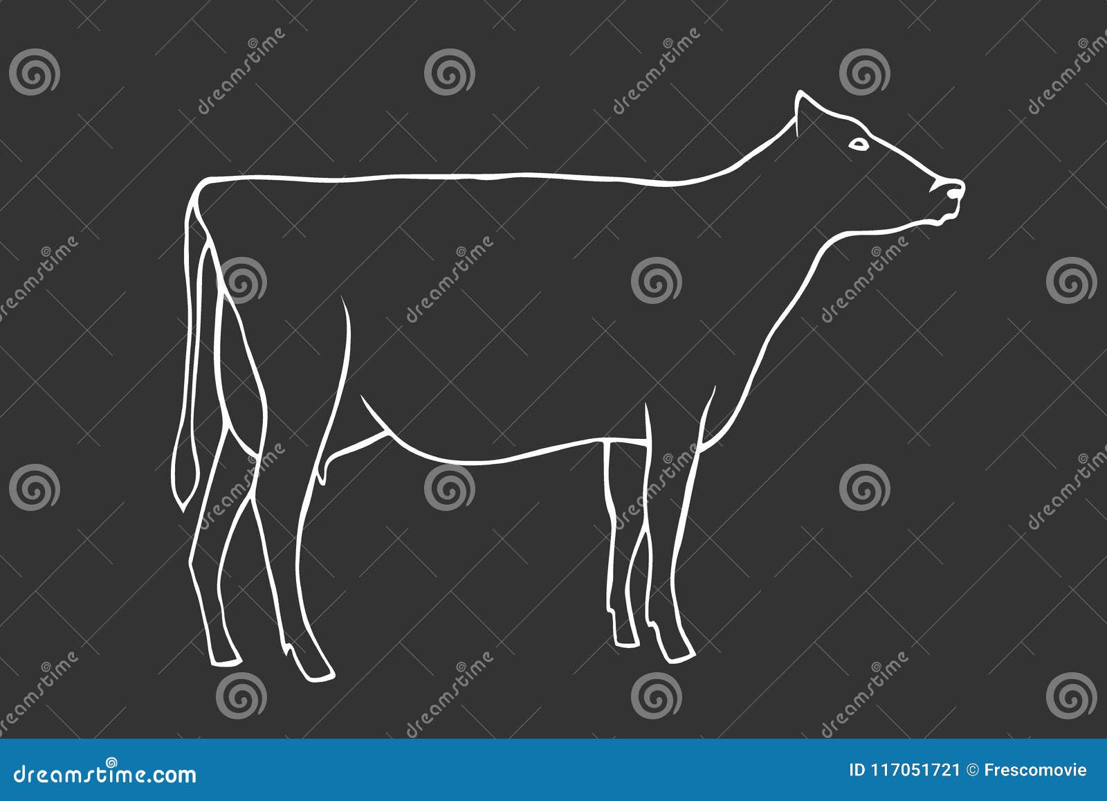 Hand Draw Cow stock vector. Illustration of eating, animals - 117051721