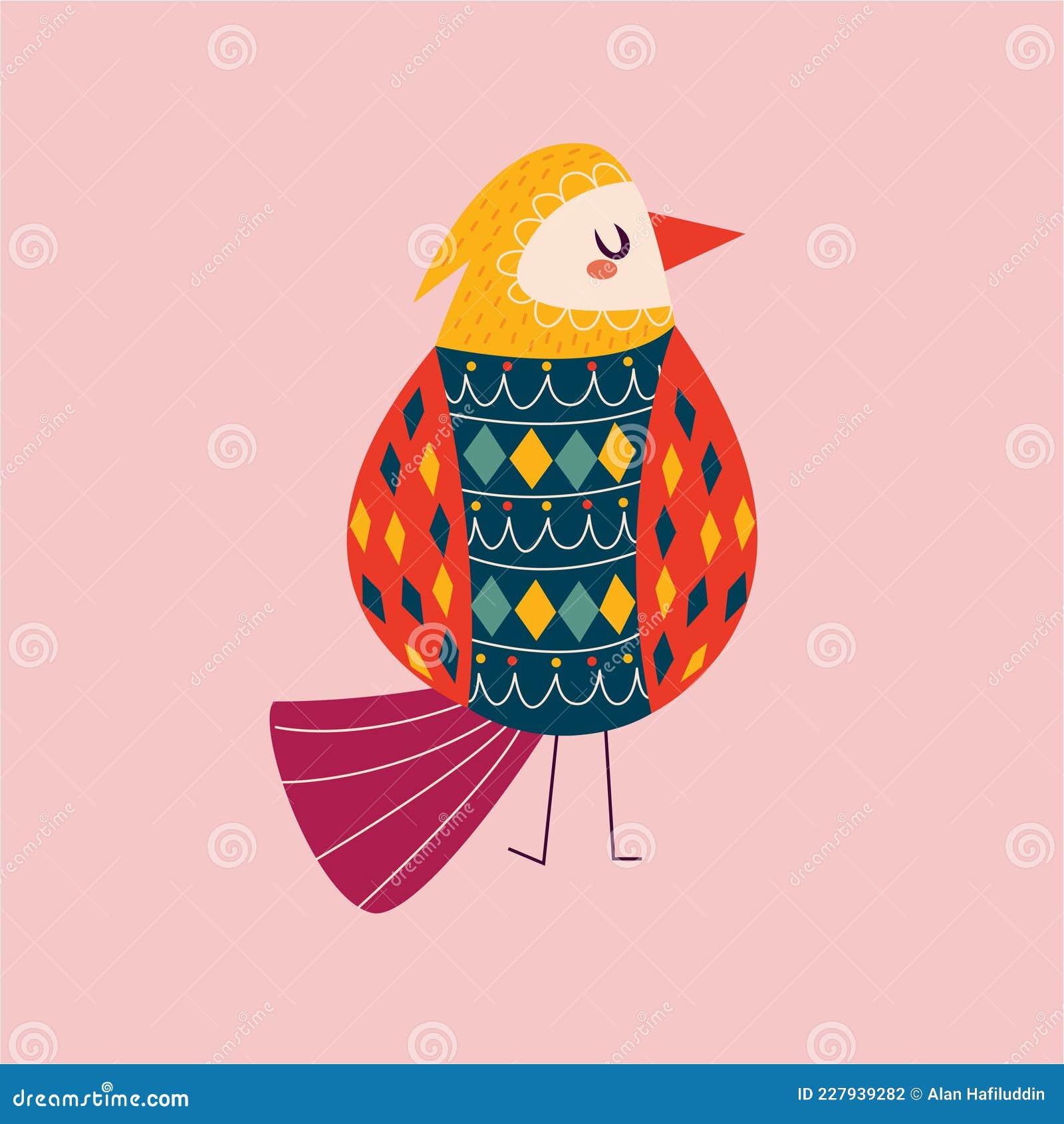 Hand Draw Cute Bird Cartoon Vector Ilustration Stock Vector ...