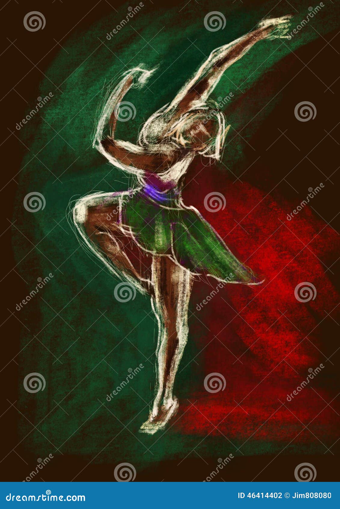 Hand draw dancer stock illustration. Illustration of color - 46414402