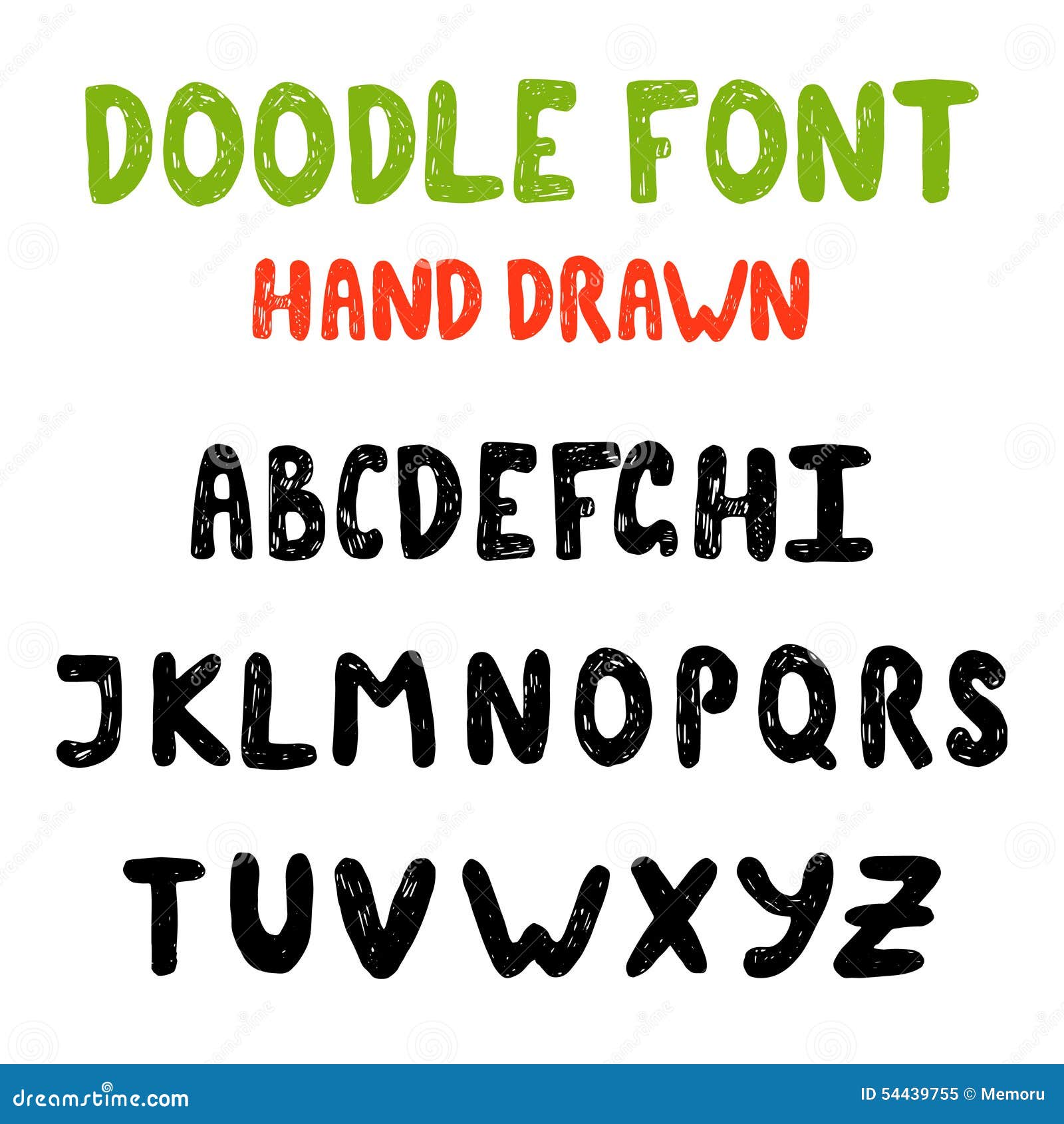 Hand Draw Doodle Abc, Alphabet Grunge Scratch Type Stock Vector ...