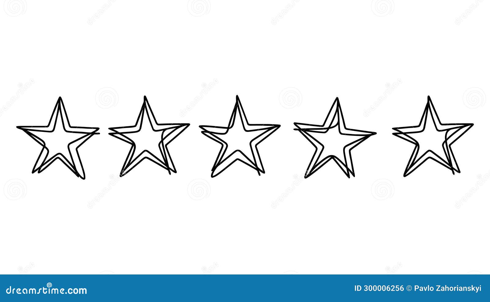 Hand Draw Doodle of Five Stars Illustration in Continuous Line Arts ...
