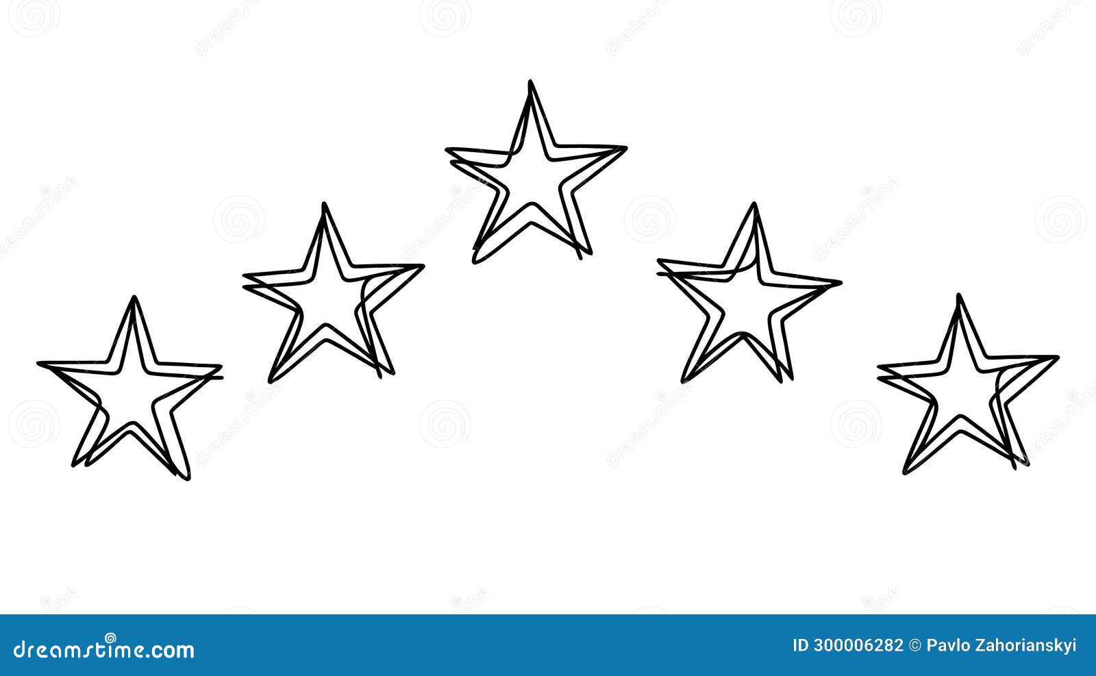 Hand Draw Doodle of Five Stars Illustration in Continuous Line Arts ...