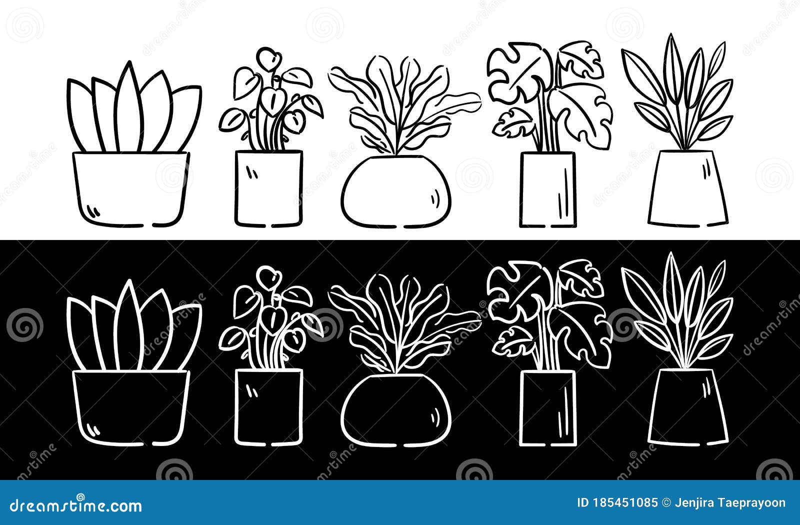 Hand Draw of Doodle Indoor Tree. Stock Vector - Illustration of plant ...