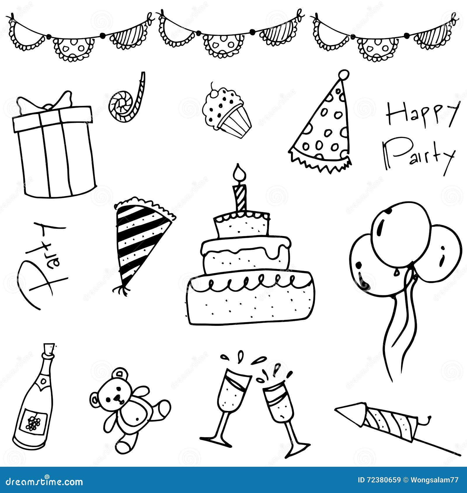 Hand Draw Doodle Party Vector Illustration | CartoonDealer.com #72380659
