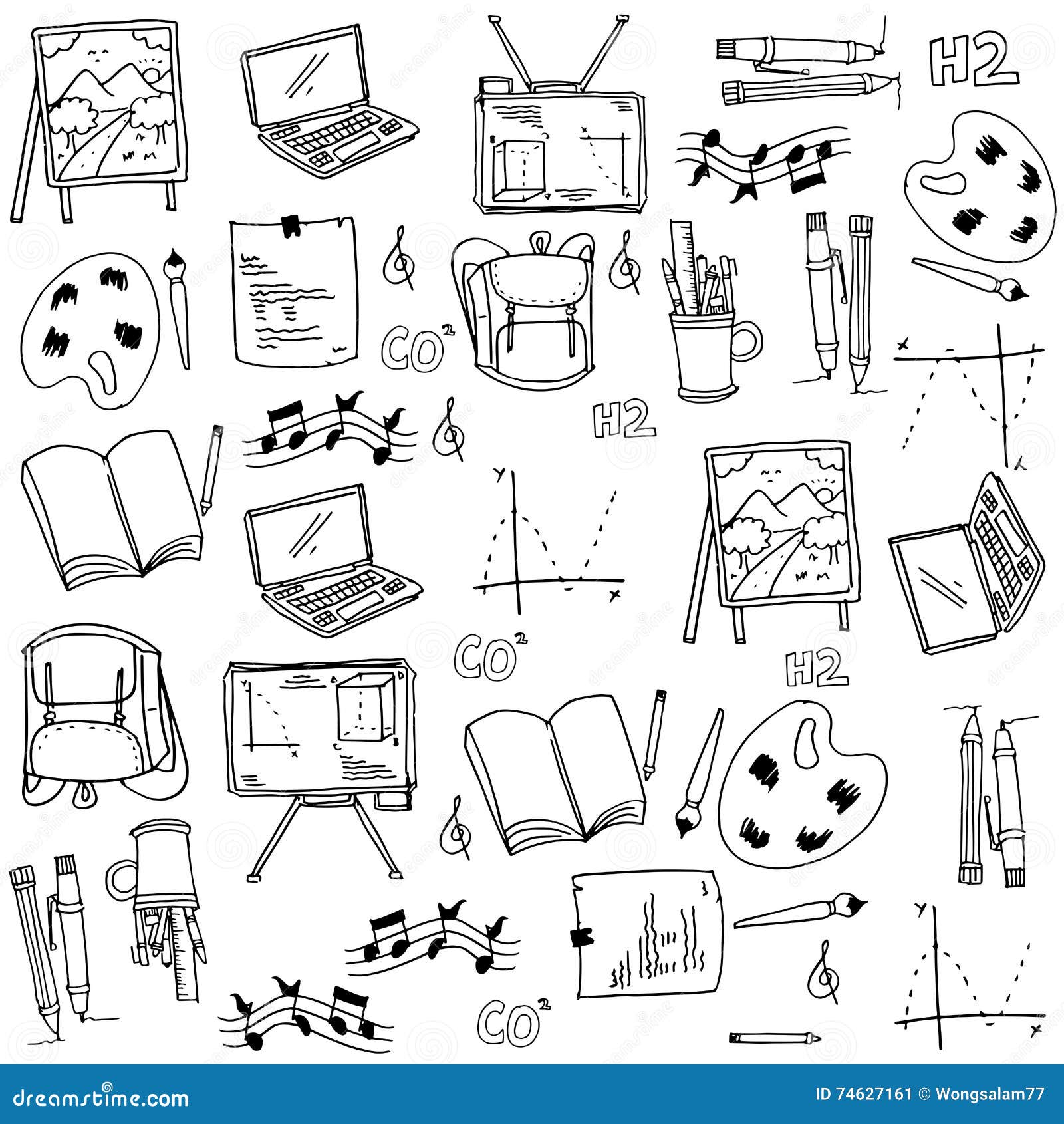 Hand Draw Doodle School Element Stock Vector - Illustration of design ...