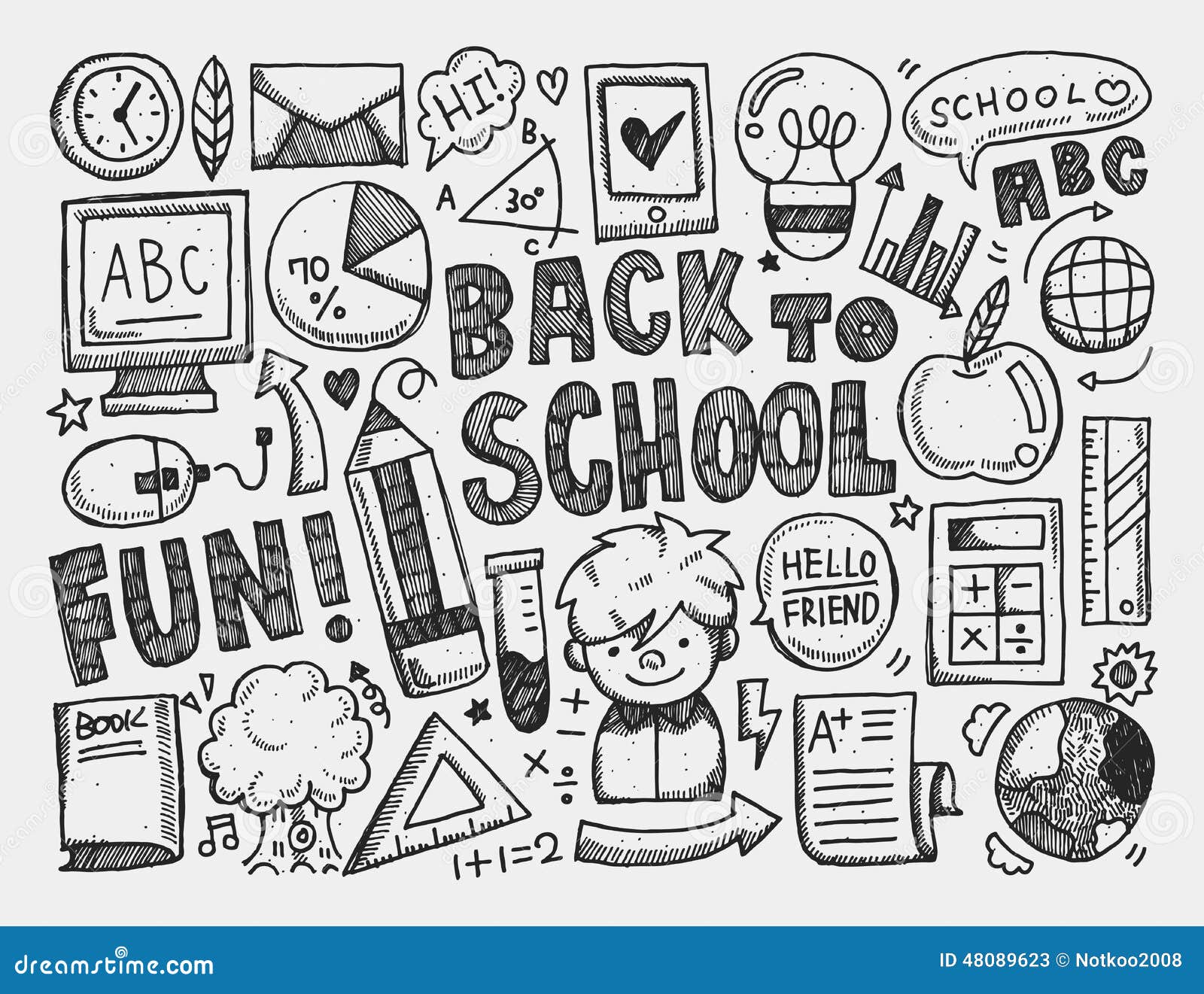 Hand Draw Doodle School Element Stock Vector - Illustration of doodle ...