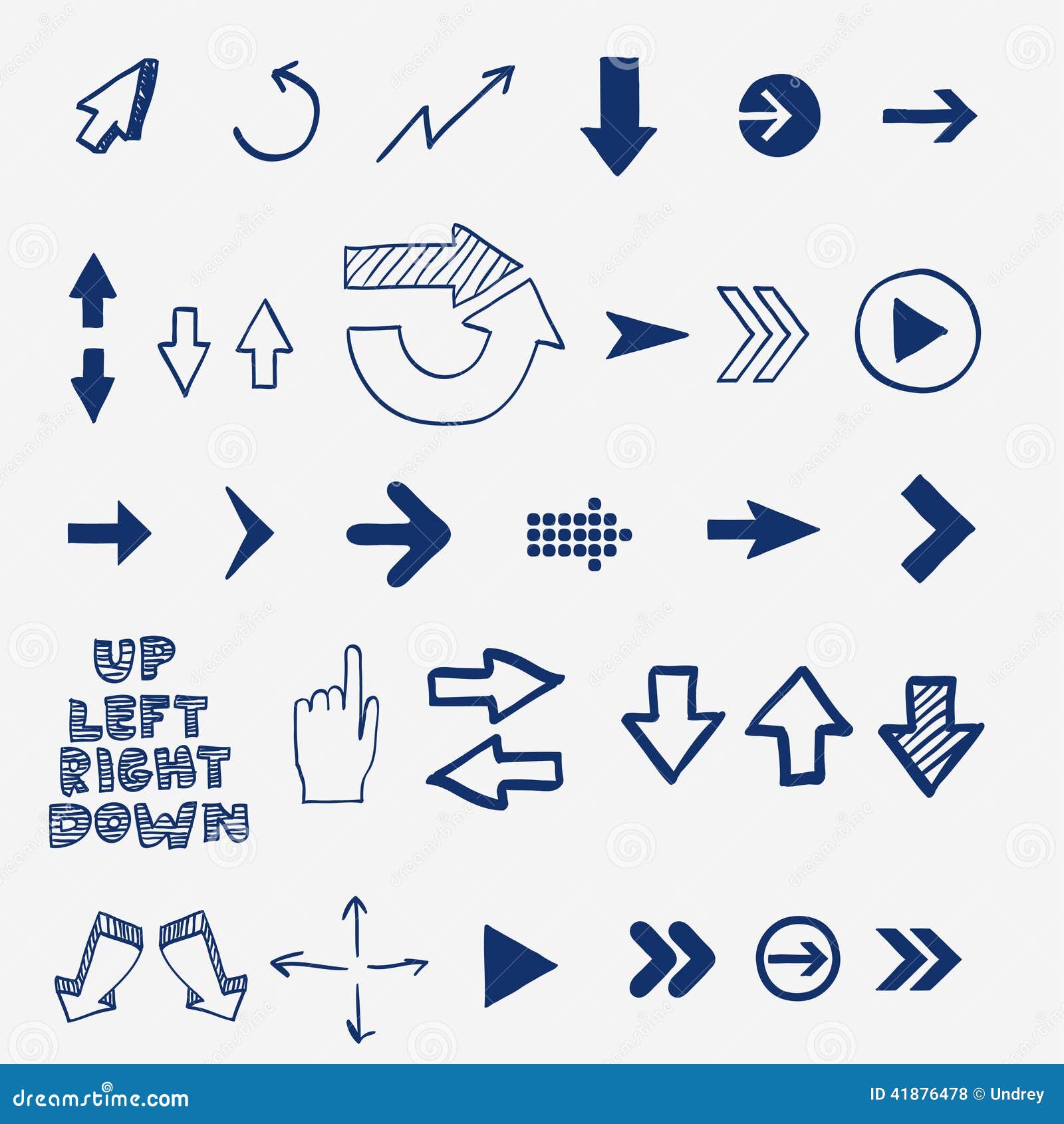 Hand Draw Doodle Sketch Arrows - Pointers, Cursors Vector Illustration ...