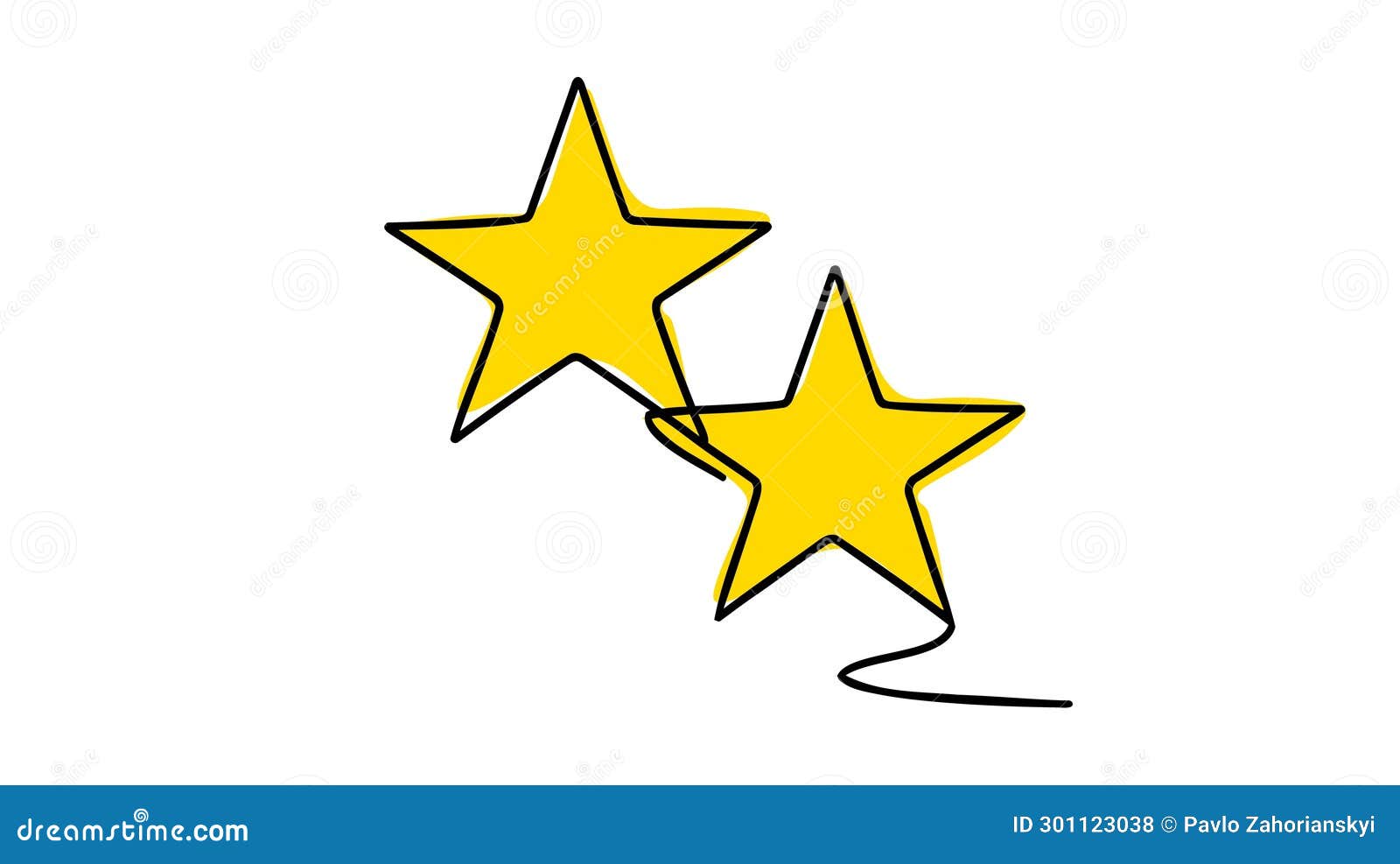 Hand Draw Doodle of Two Stars Illustration in Continuous Line Arts ...