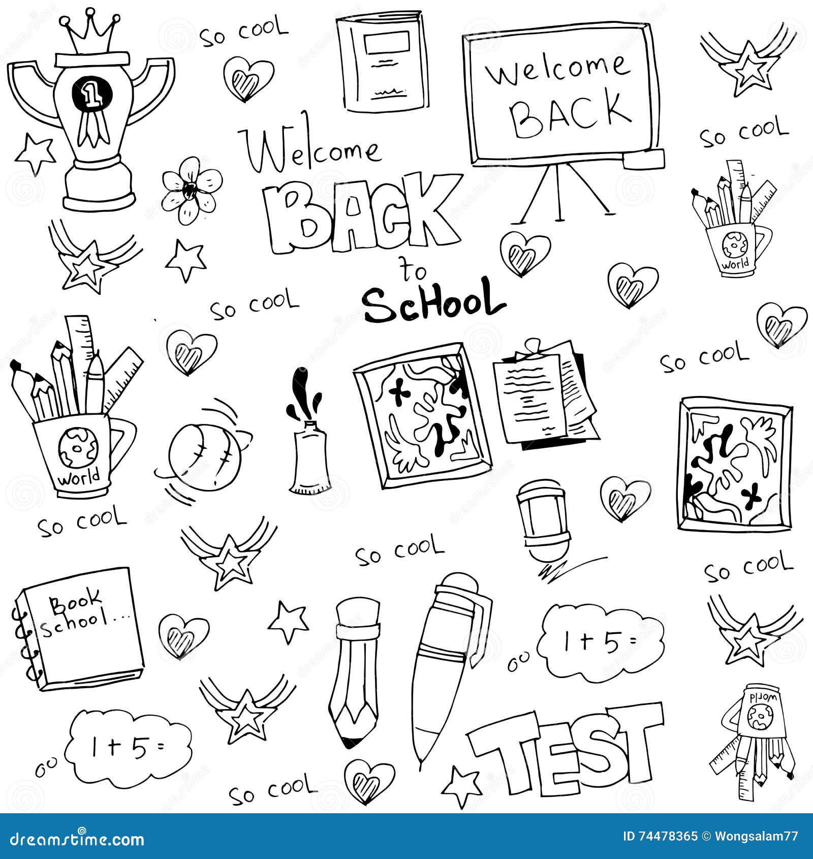 Hand Draw Doodles School Tools Stock Vector - Illustration of ...