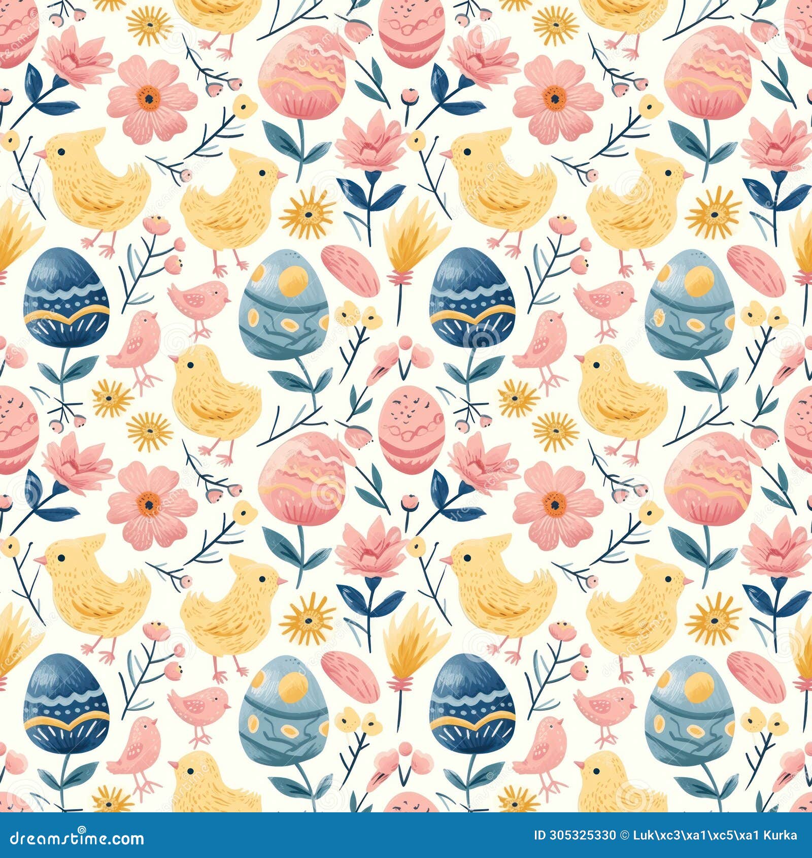 Hand Draw Easter Background with Colorful Eggs. Happy Easter Seamless Pattern Stock Illustration ...