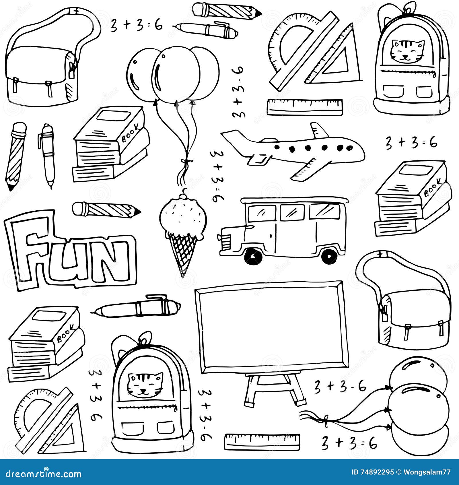 Hand Draw Education School Doodles Stock Vector - Illustration of ...