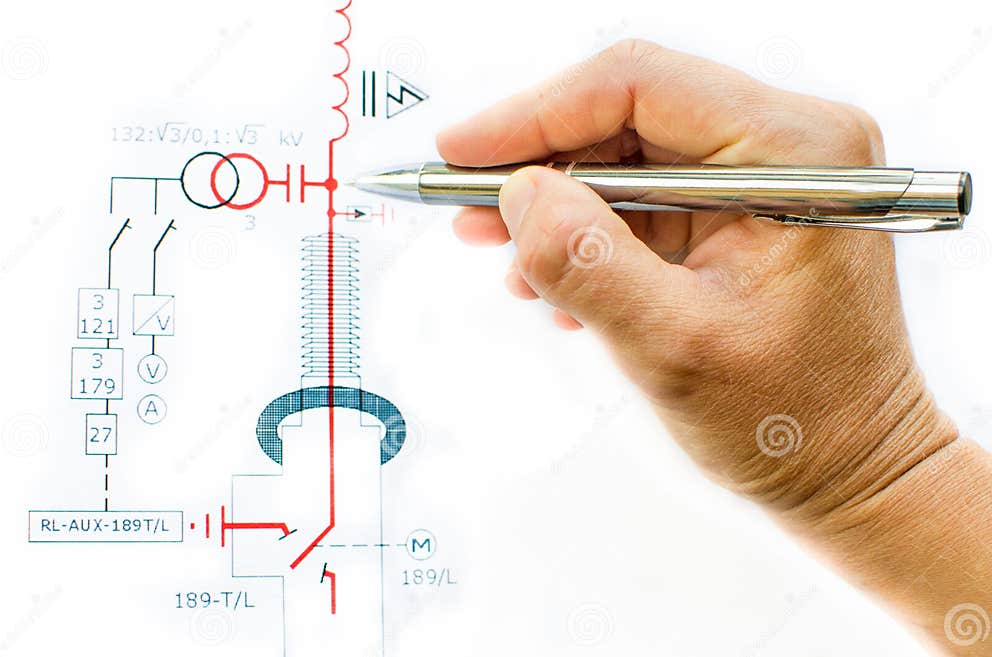 Hand draw electric scheme stock image. Image of business - 58251803