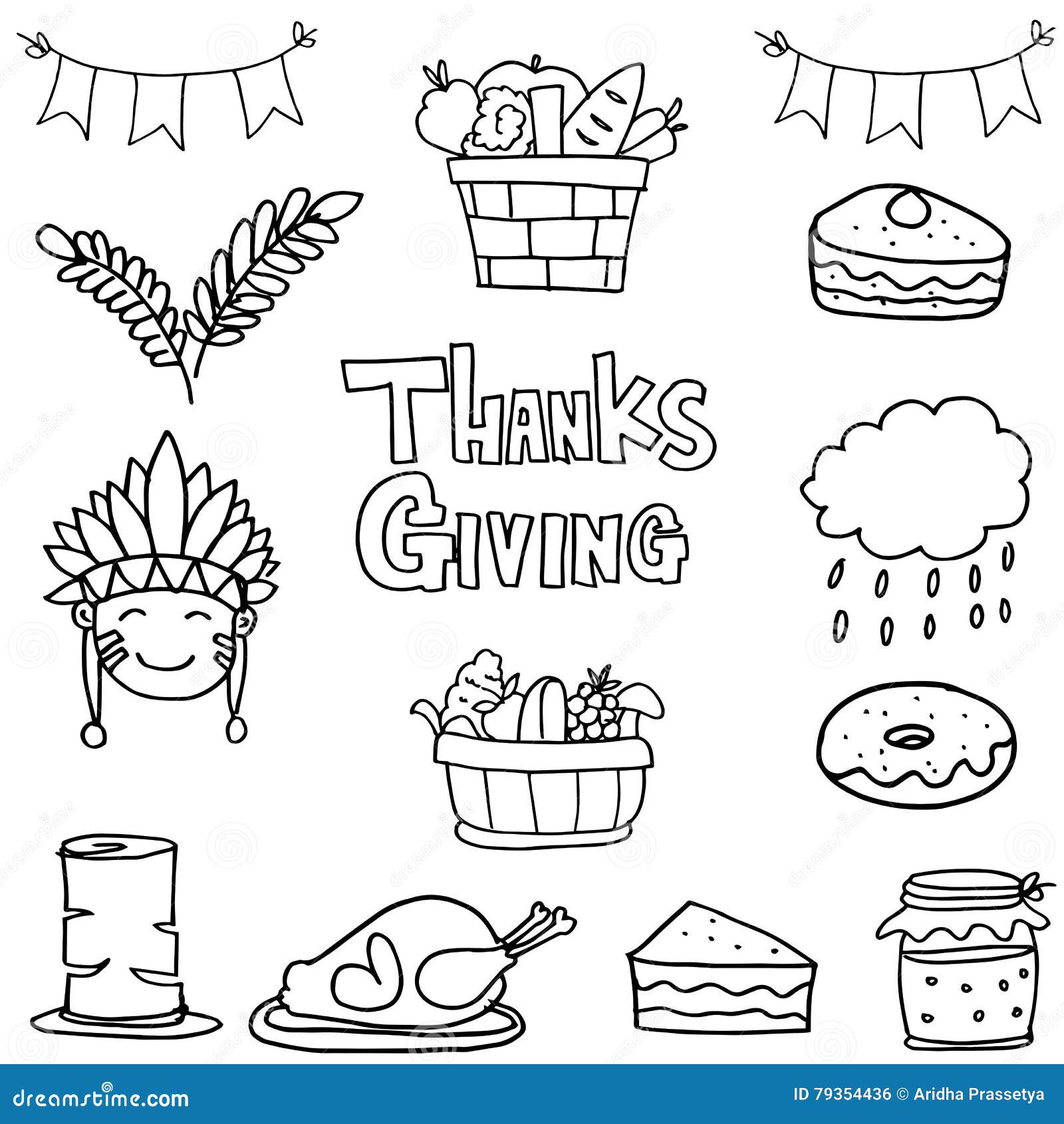 Hand Draw Element Thanksgiving on Doodles Stock Vector - Illustration ...