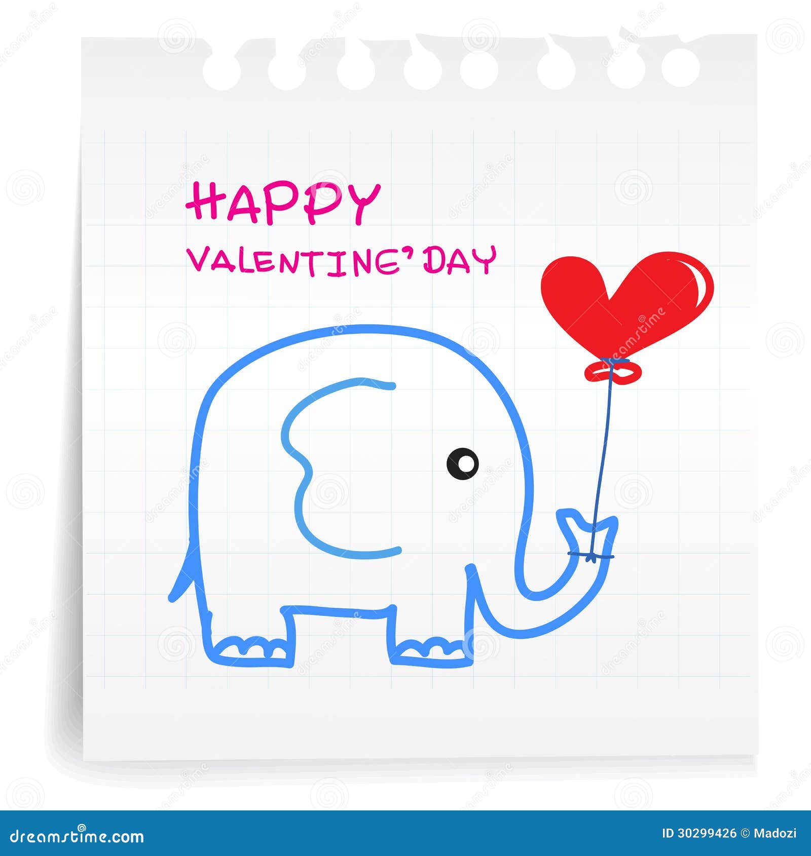 Elephant Valentine on Paper Note Stock Vector - Illustration of graphic ...