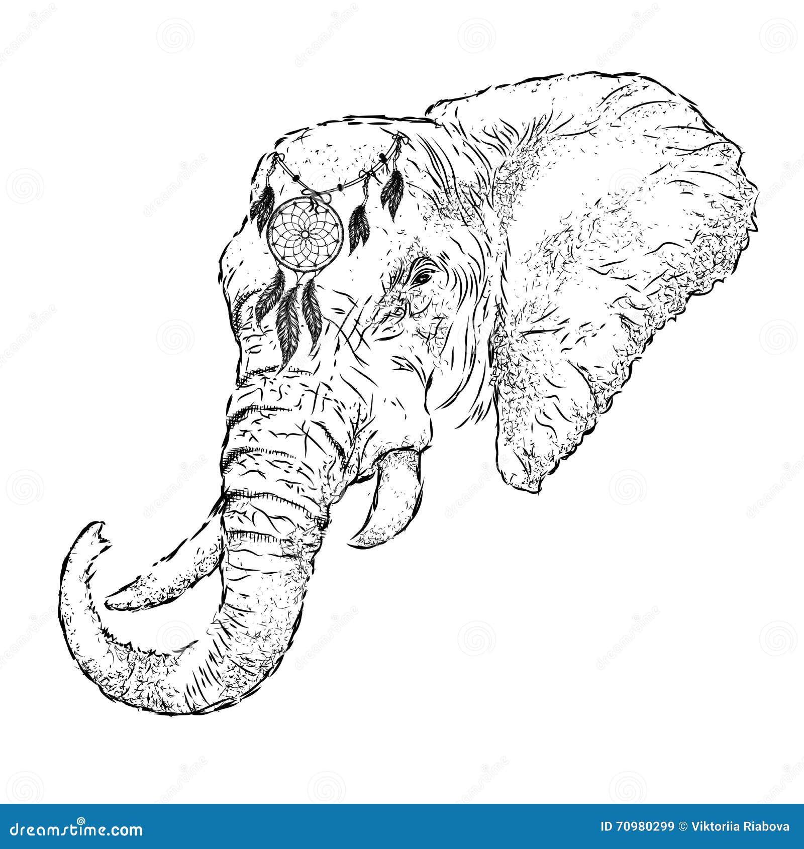 Hand Draw Elephant Portrait. Hand Draw Vector Illustration Stock Vector ...