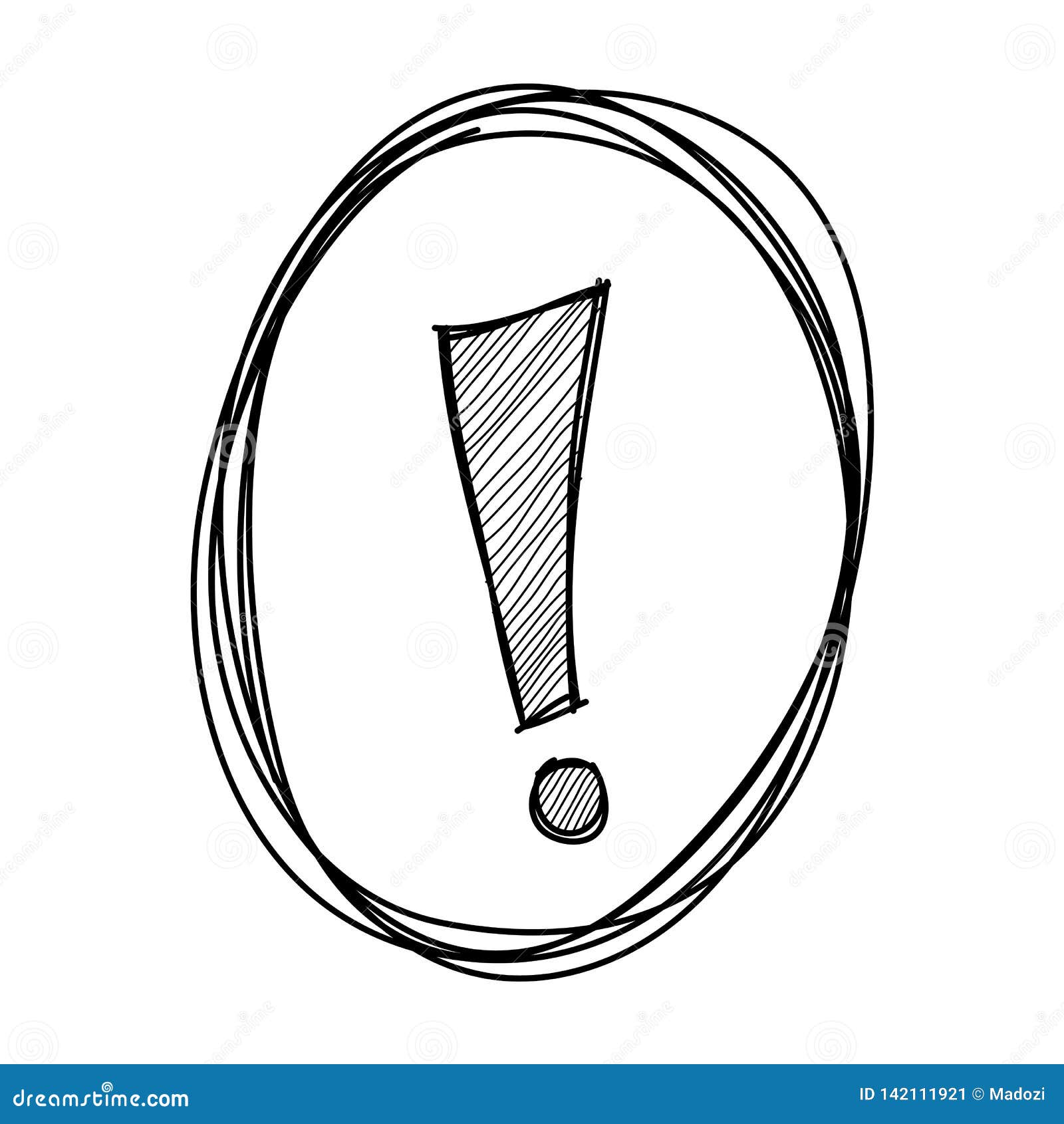 Hand draw exclamation mark stock vector. Illustration of line - 142111921