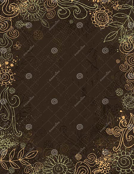 Hand Draw Flowers on Brown Background Stock Vector - Illustration of ...