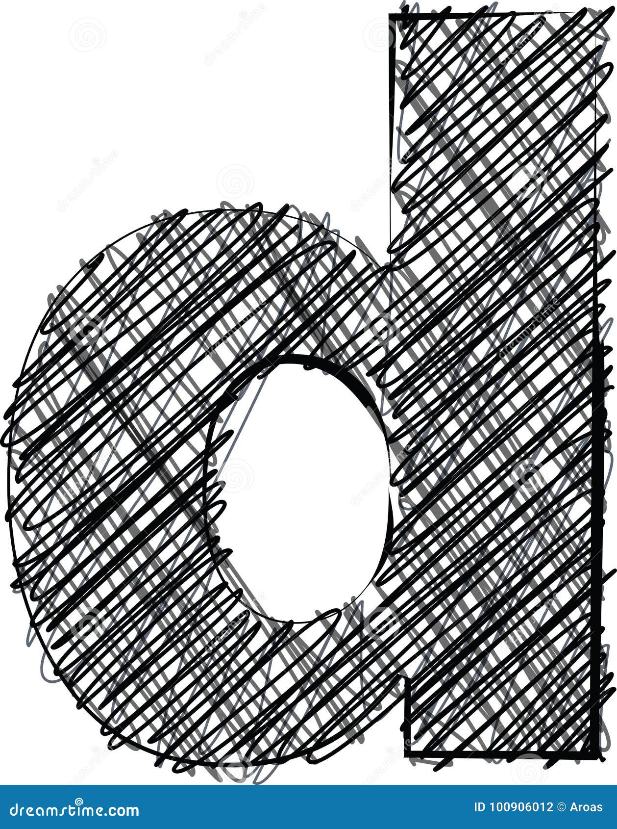 Hand draw font. LETTER d stock vector. Illustration of rough - 100906012