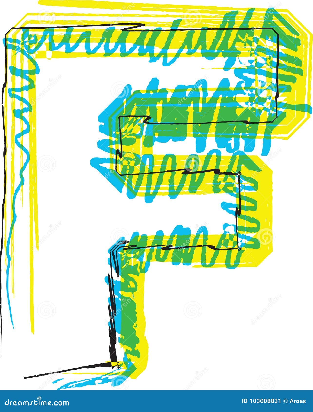 Hand draw font. LETTER F stock vector. Illustration of calligraphy ...