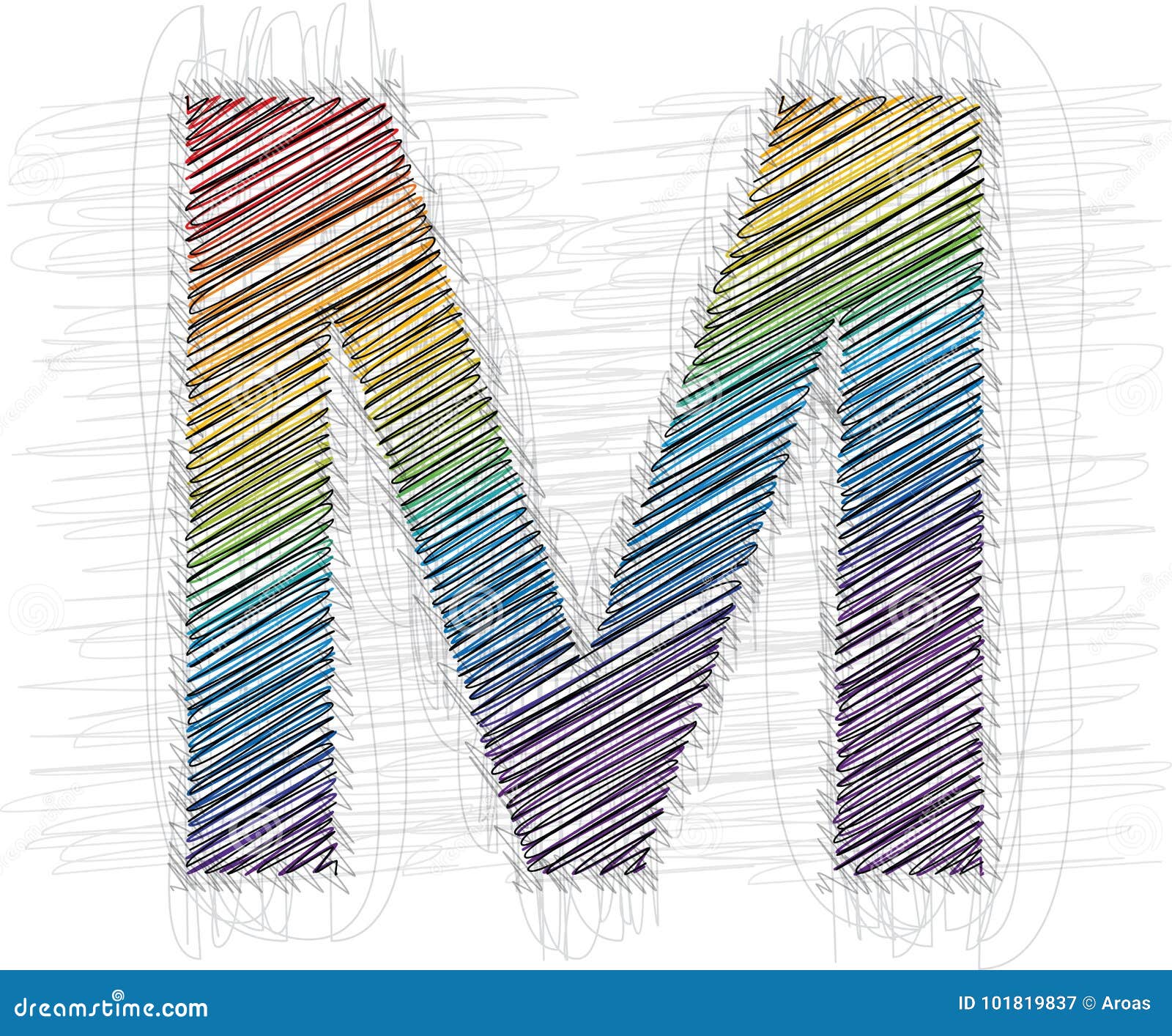 Hand draw font LETTER M stock vector. Illustration of scribble - 101819837