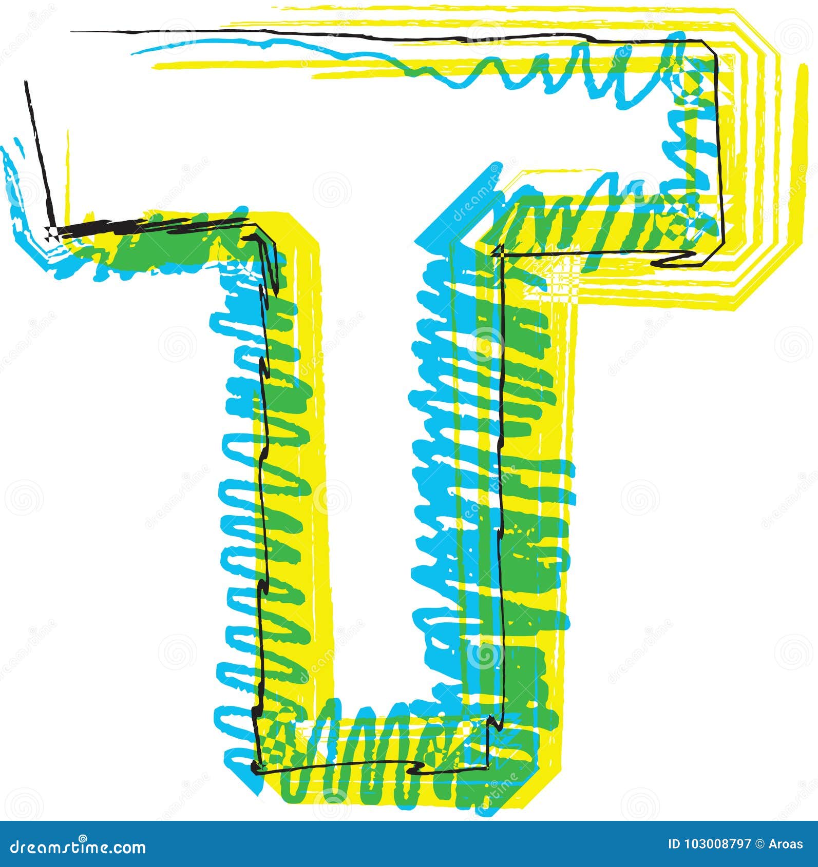 Hand draw font. LETTER T stock vector. Illustration of learning - 103008797