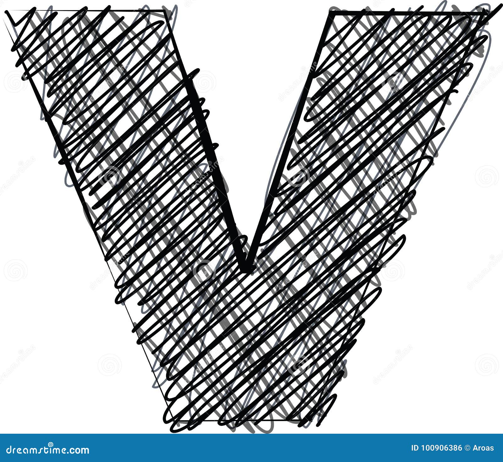 Hand draw font. LETTER v stock vector. Illustration of graphic - 100906386