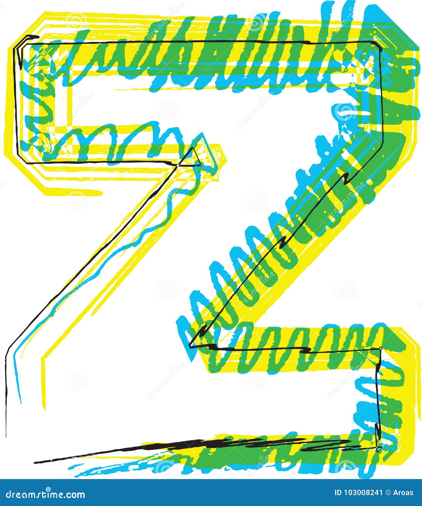 Hand draw font. LETTER Z stock vector. Illustration of monogram - 103008241