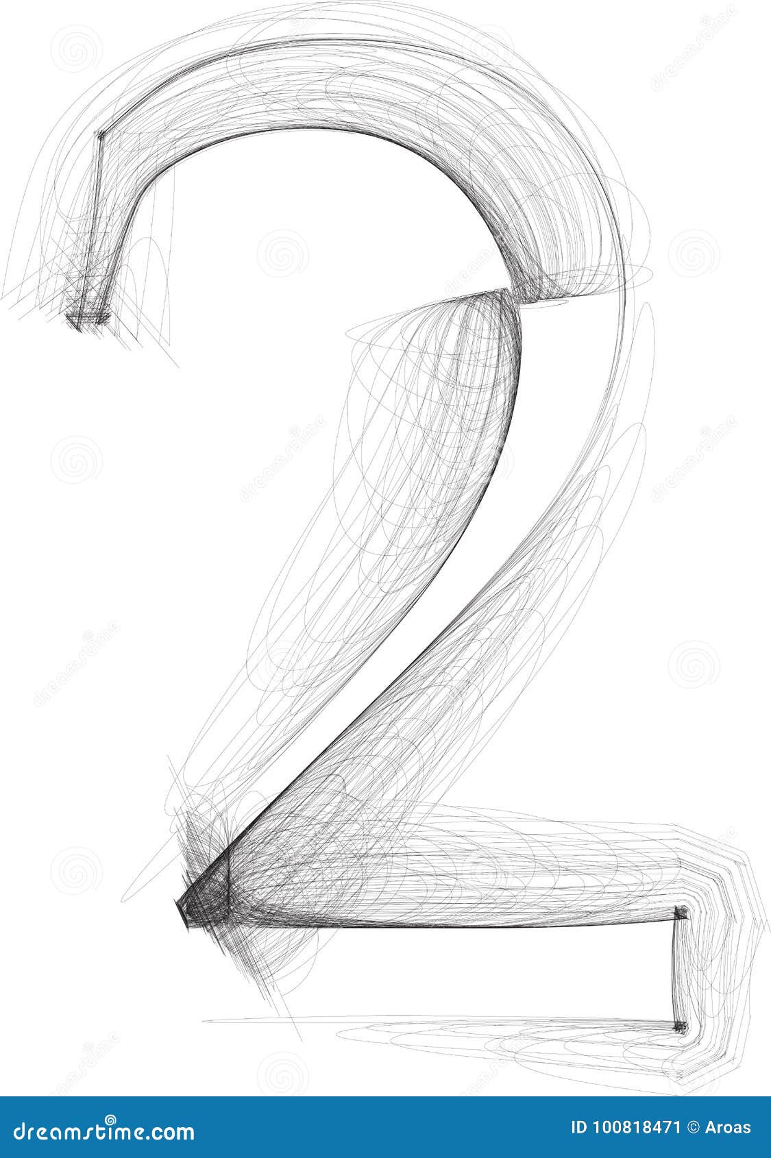 Hand draw font. NUMBER 2 stock vector. Illustration of silhouette ...