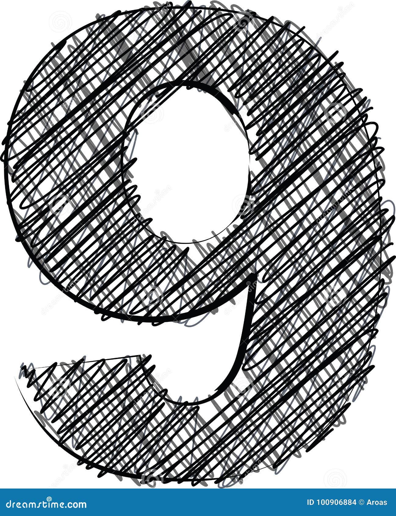Hand draw font. NUMBER 9 stock vector. Illustration of calligraphy ...
