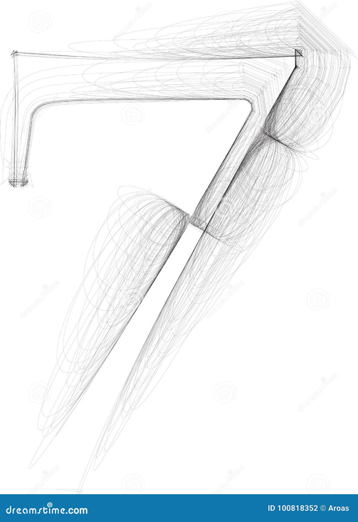 Hand draw font. NUMBER 7 stock vector. Illustration of learning - 100818352