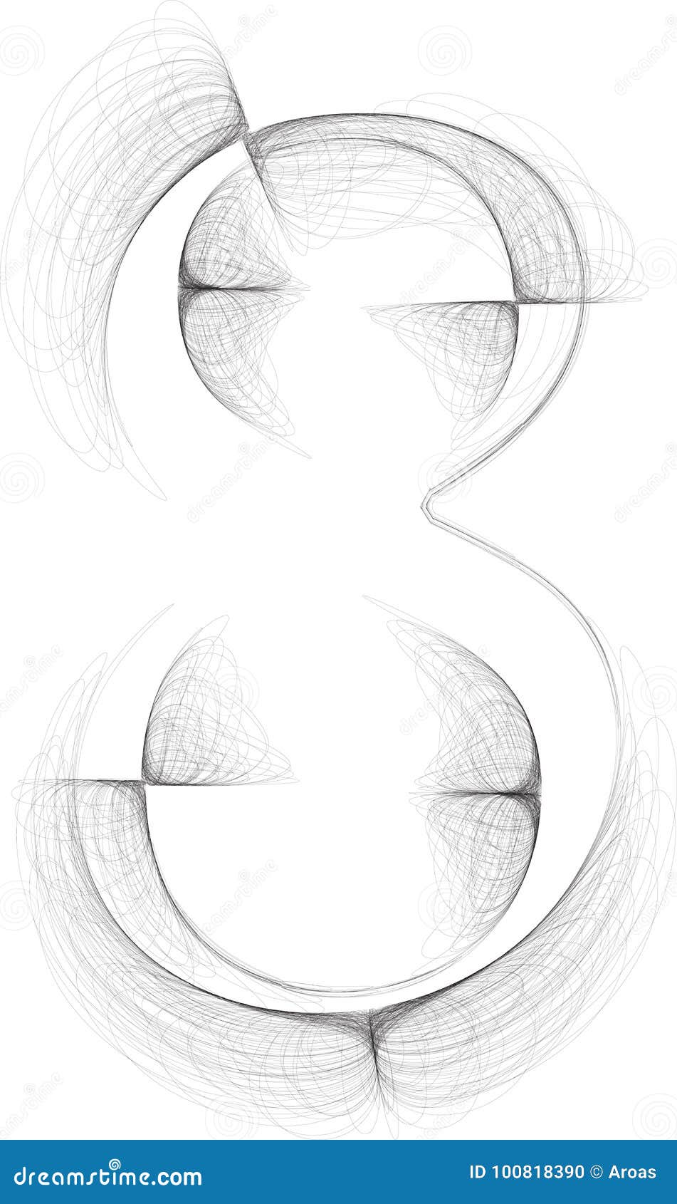 Hand draw font. NUMBER 8 stock vector. Illustration of scribble - 100818390