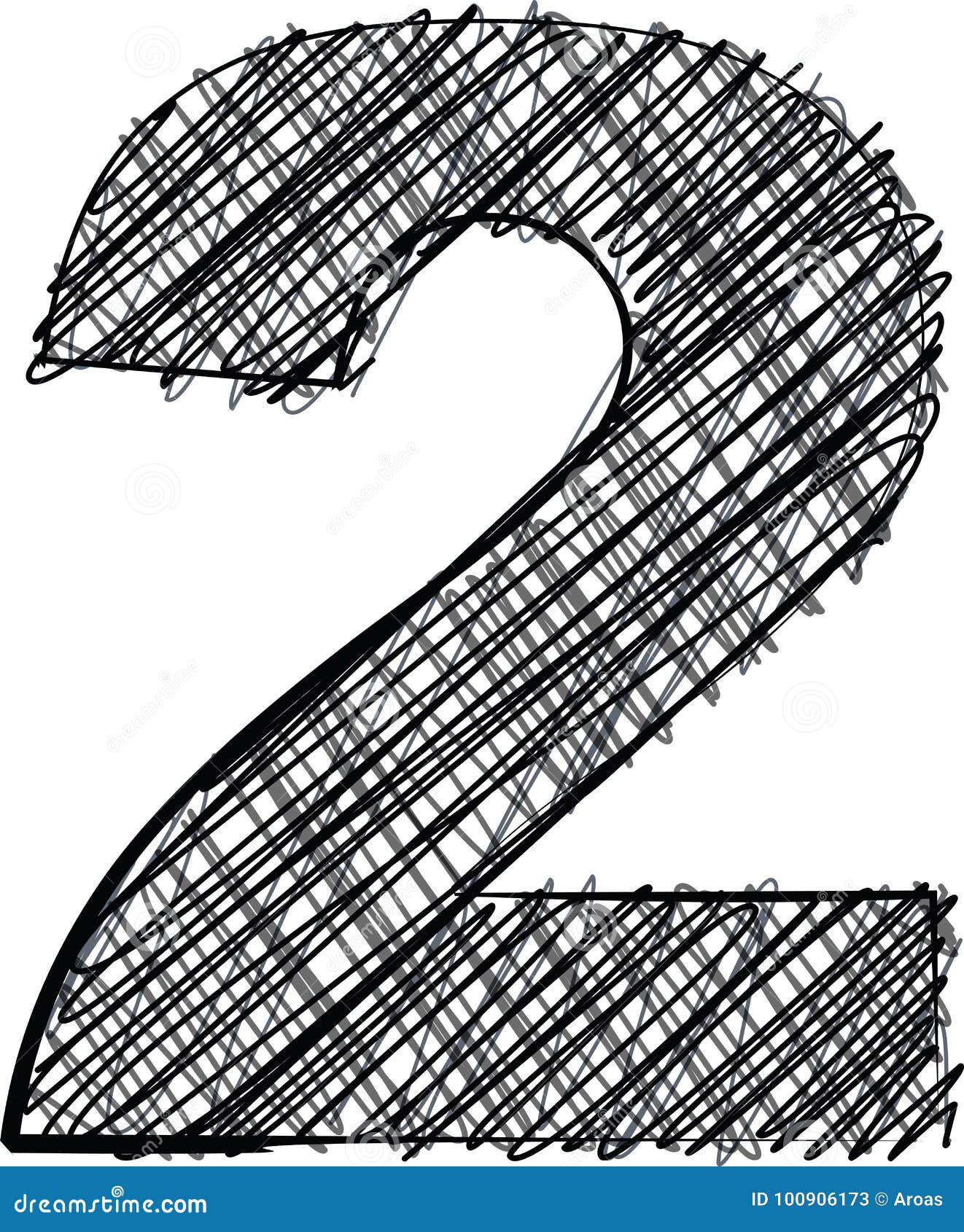 Hand draw font. NUMBER 2 stock vector. Illustration of grungy - 100906173