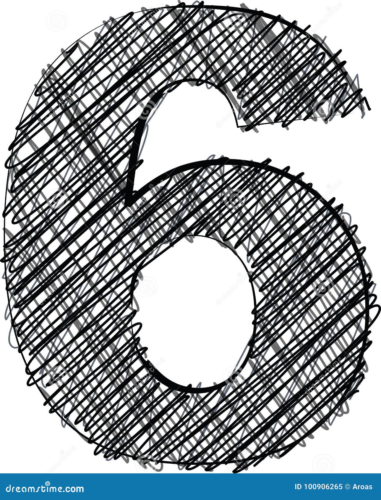 Hand draw font. NUMBER 6 stock vector. Illustration of pattern - 100906265