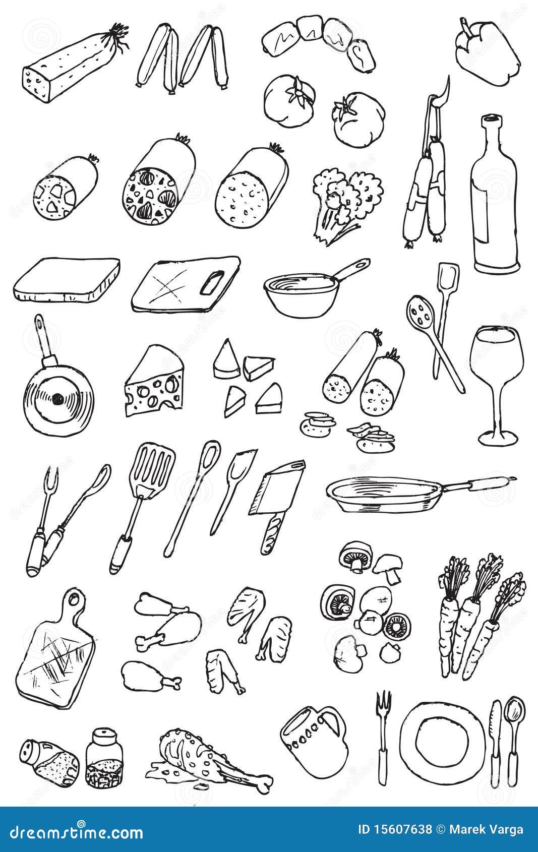 Hand Draw Food Icon Collection Stock Vector - Illustration of design ...
